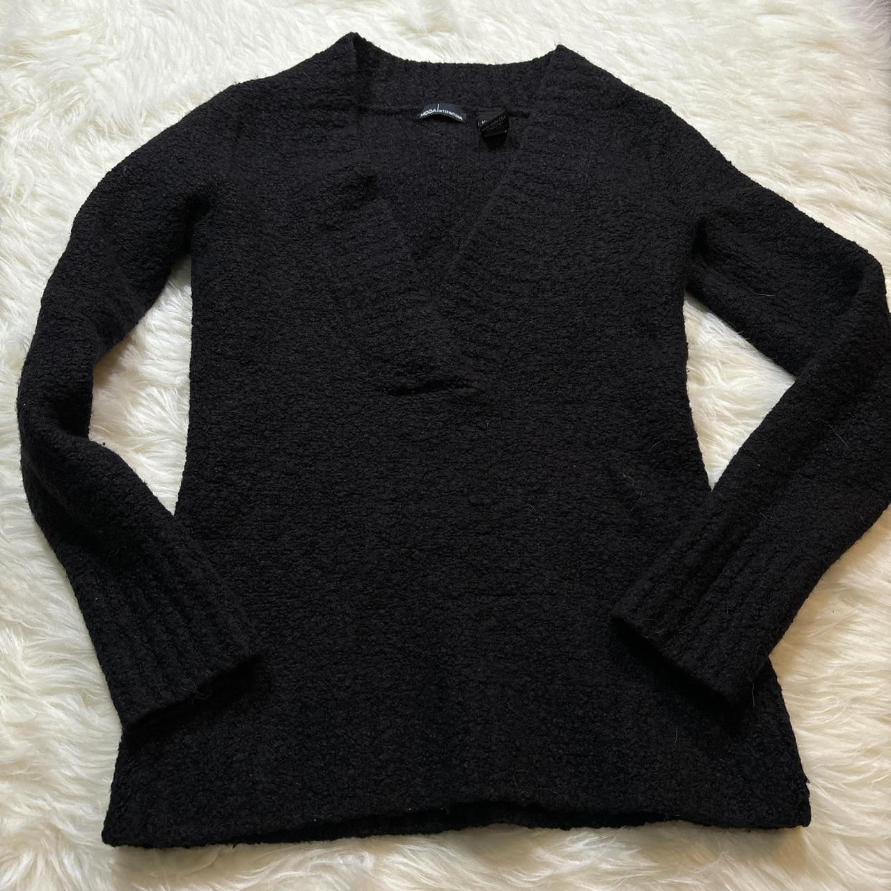 Black V Neck Sweater pit to pit: 16.5-18 inches... | Depop