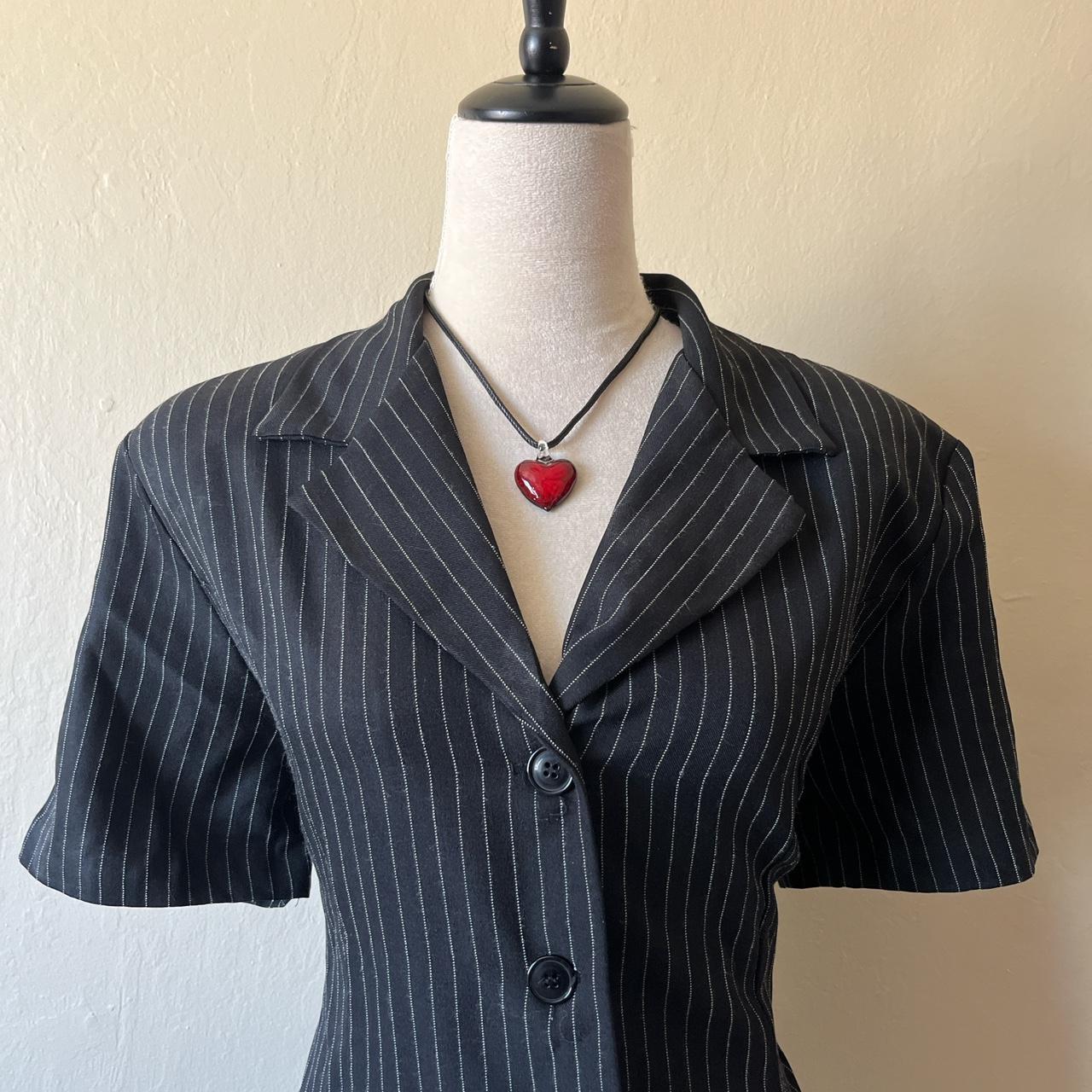 Office siren black short sleeve blazer with chunky... - Depop