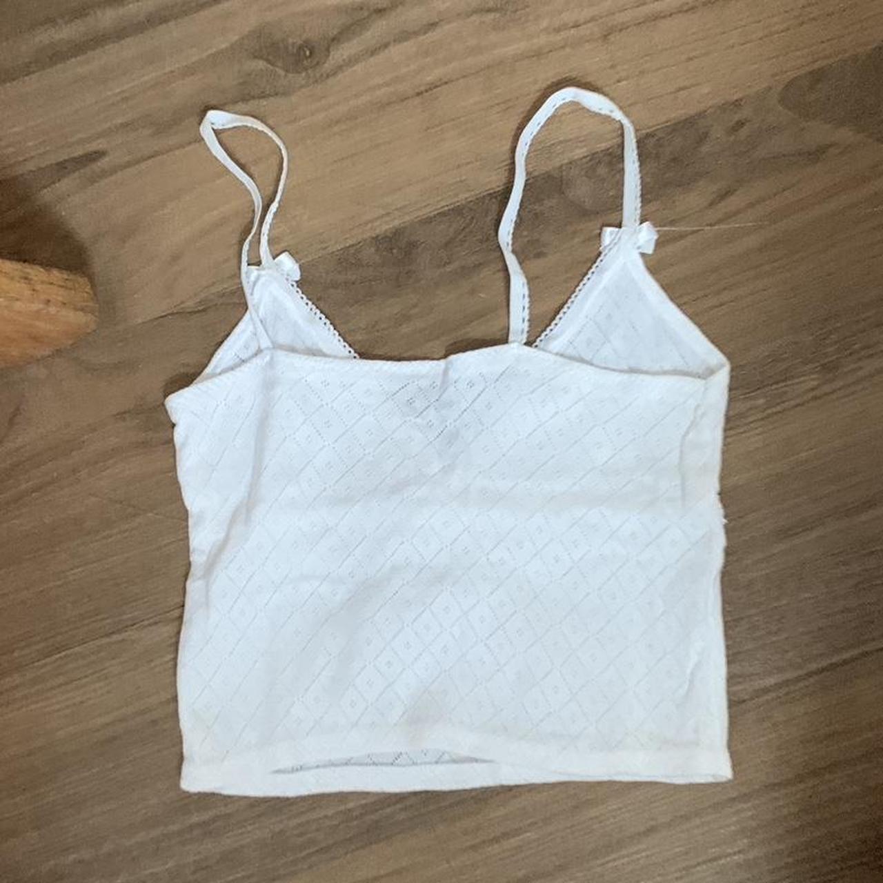 Pointelle lace crop tank top cami Cute bows on the... - Depop