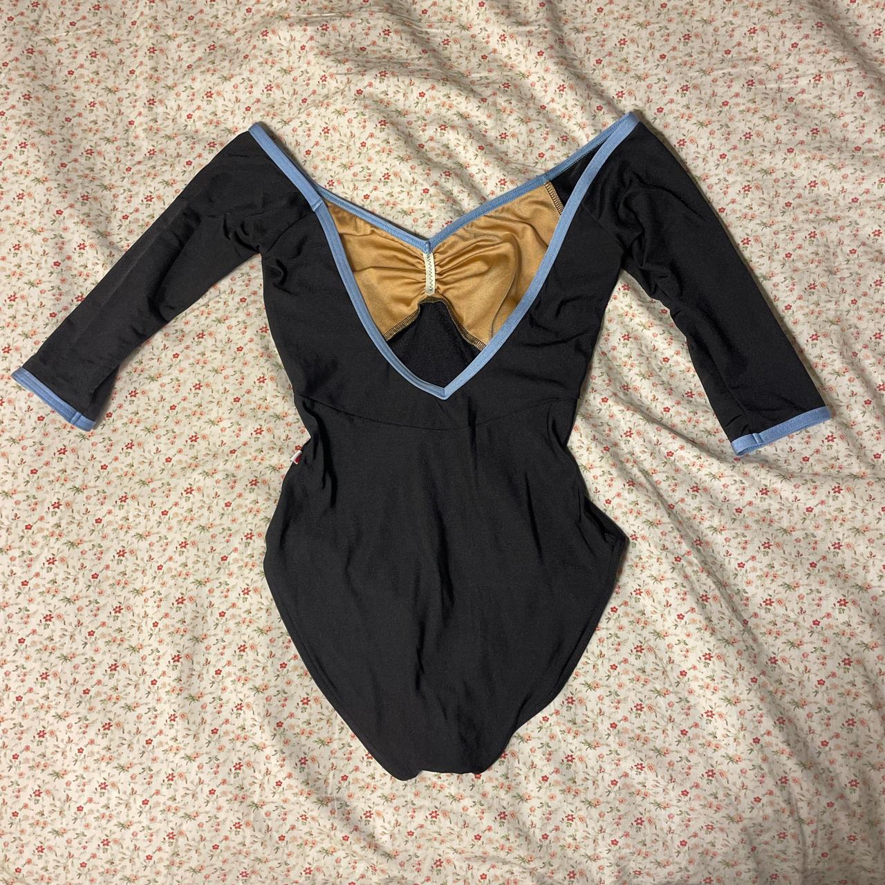 Yumiko Leotard Size Small Moon-tide trim Black... | Depop