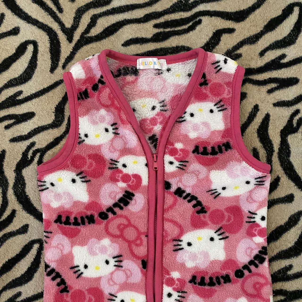 hello kitty fluffy vest -size xs -vintage y2k hello... - Depop