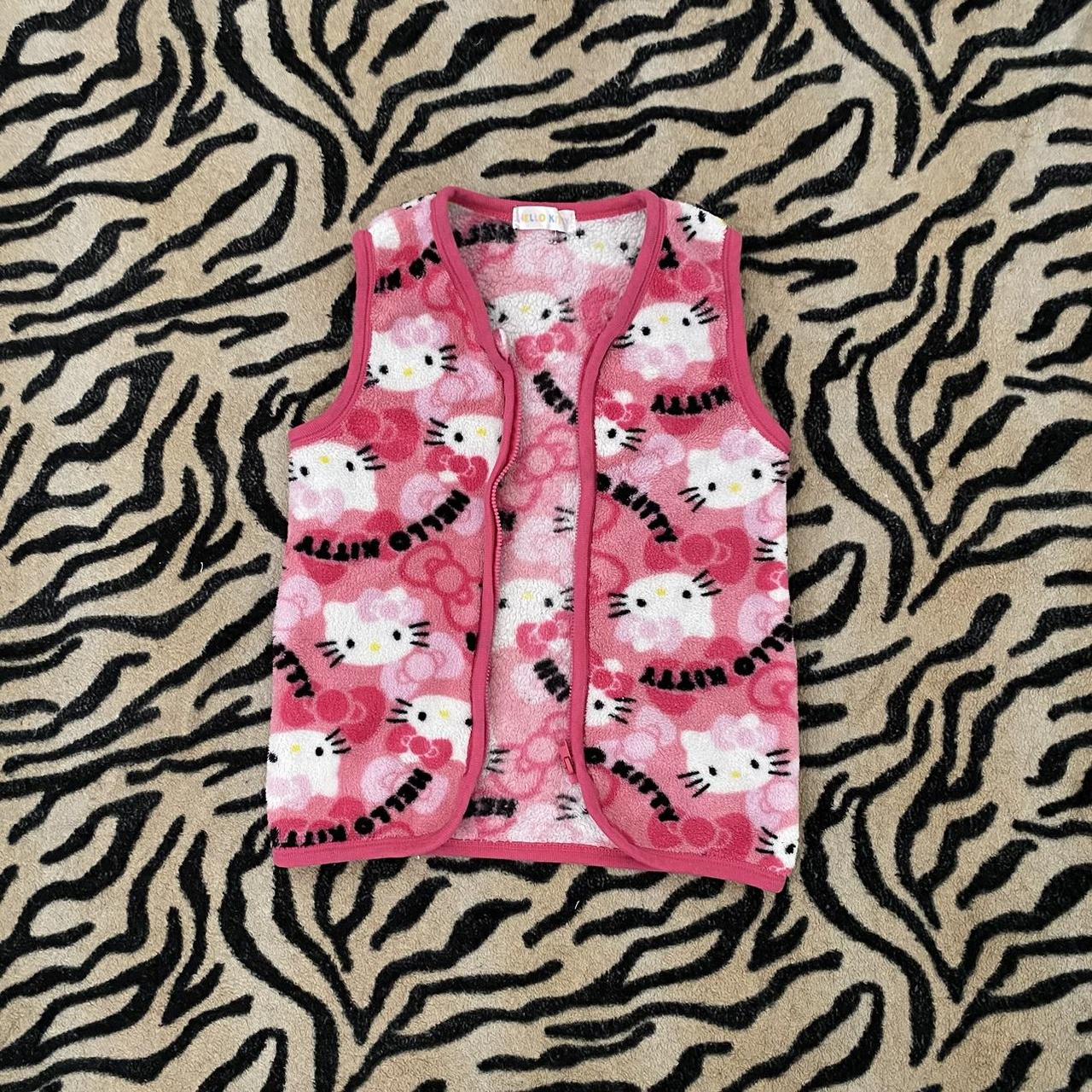 hello kitty fluffy vest -size xs -vintage y2k hello... - Depop