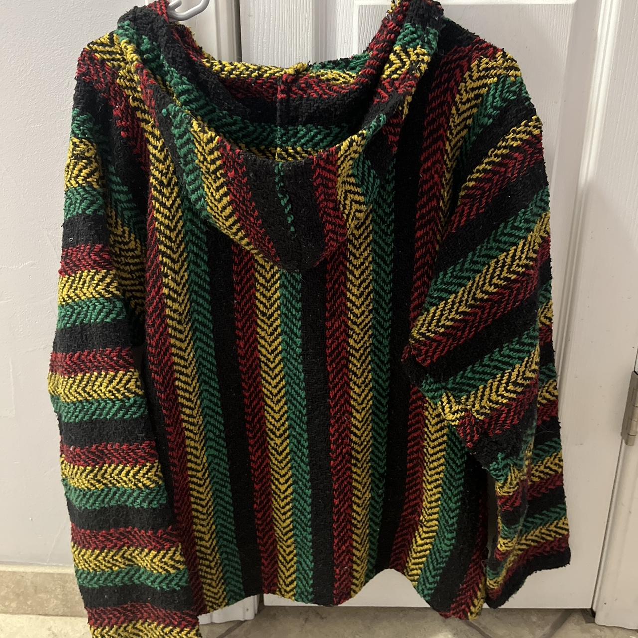 Vintage Hippie Baja Rasta Hoodie - Depop