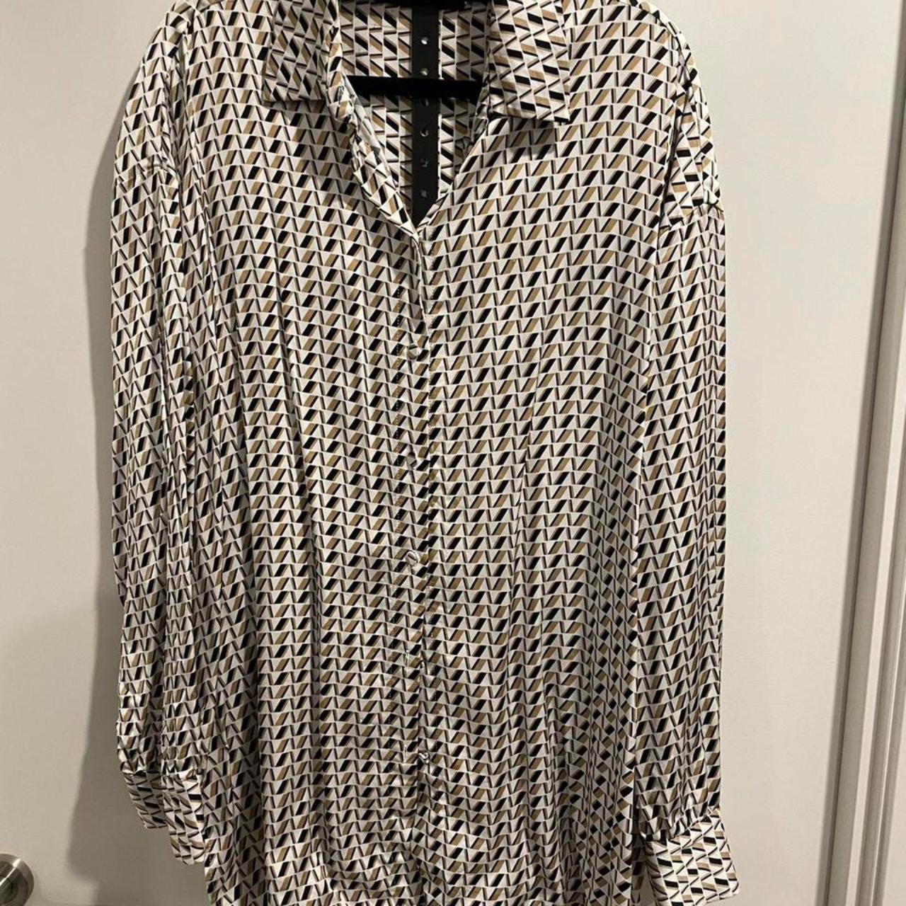 Satin Set (Decjuba) Oversized style shirt with slits... - Depop