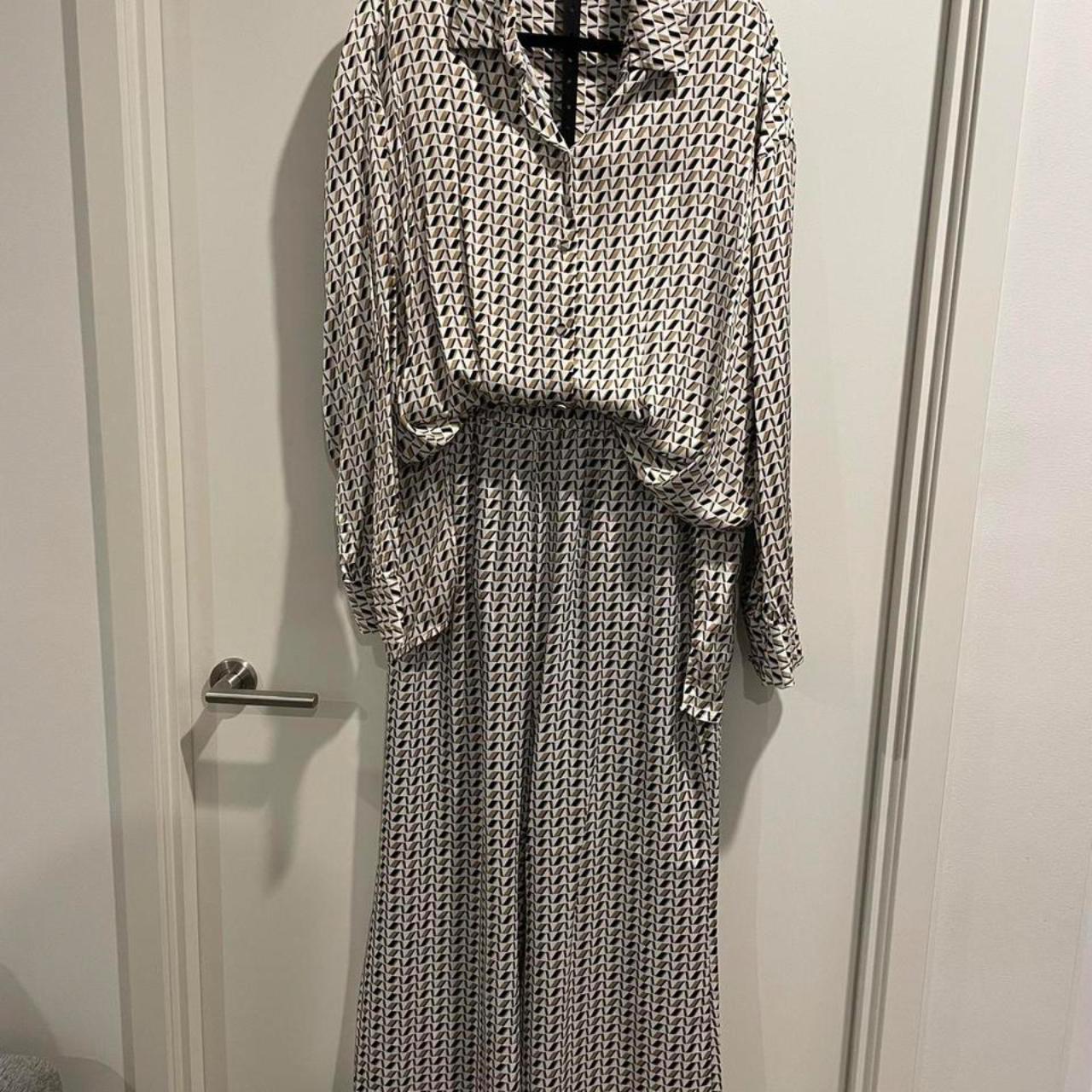 Satin Set (Decjuba) Oversized style shirt with slits... - Depop