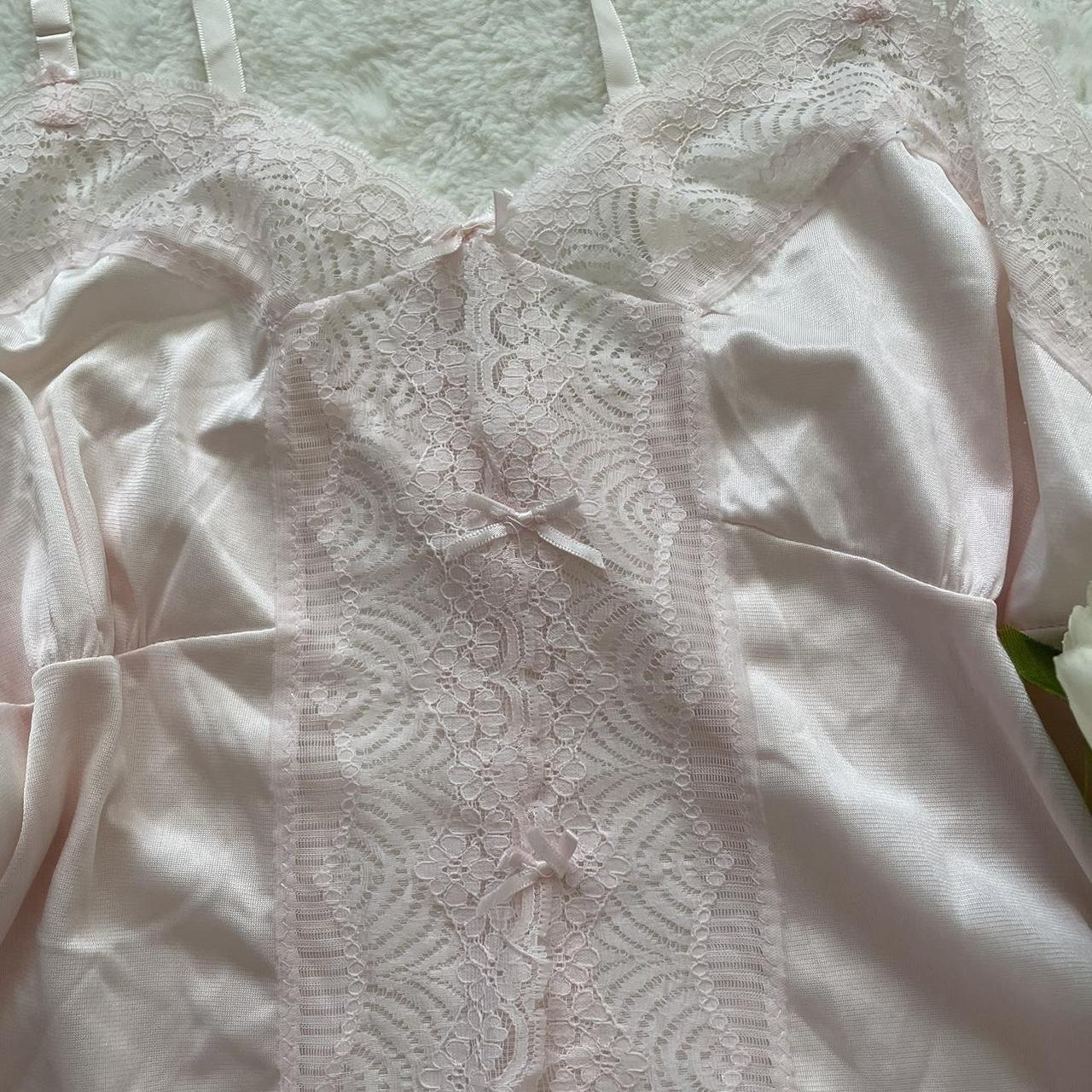 Adorable coquette pink lace cami with ribbon... - Depop