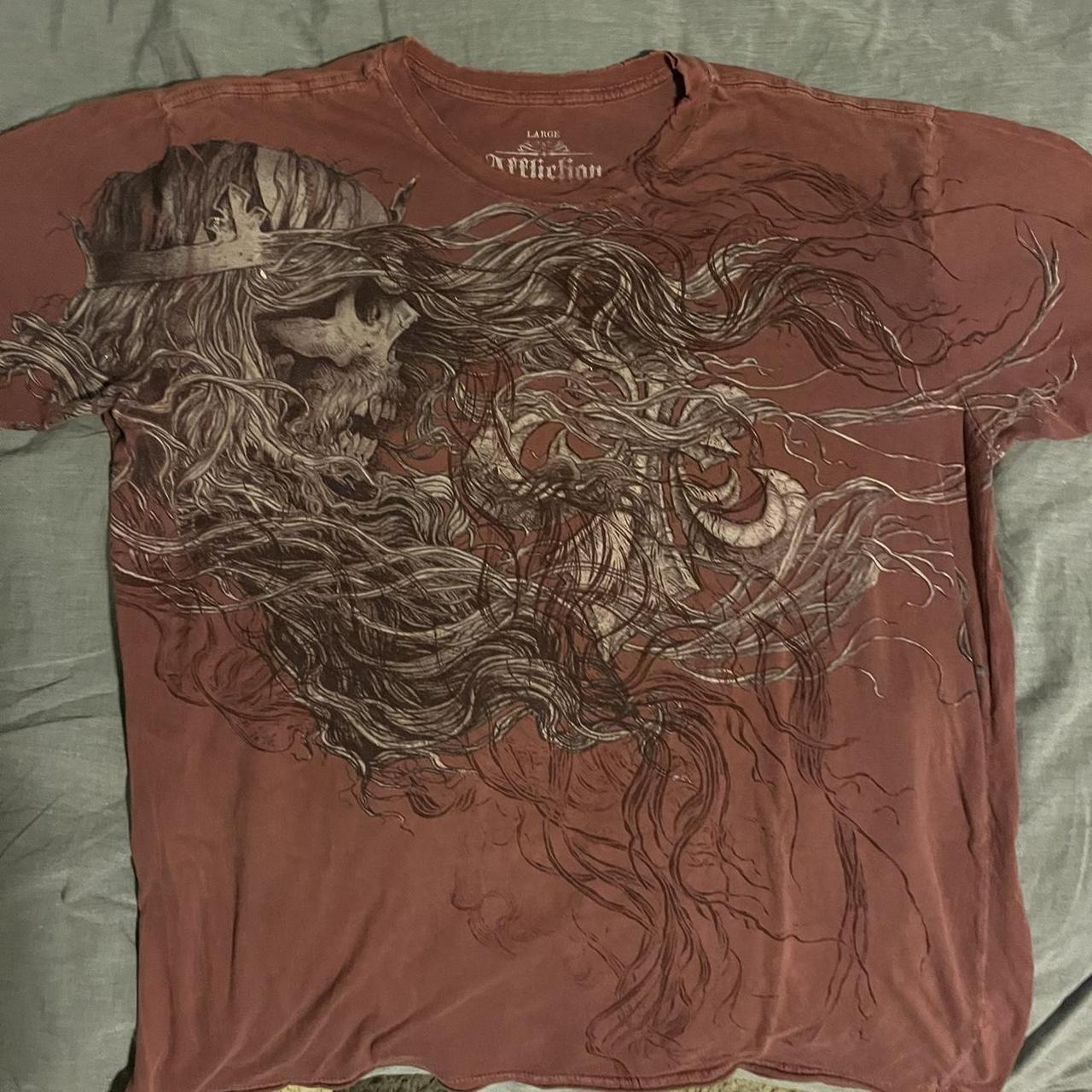 Affliction ghoul pirate T shirt with distressing at... - Depop