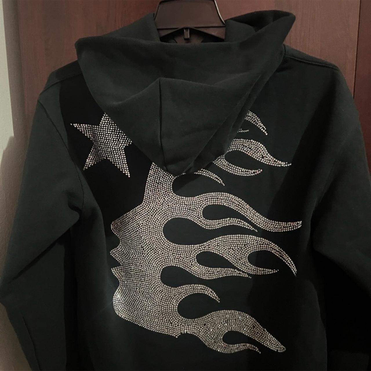 Hellstar black hoodie Swarovski Rhinestone 100%... | Depop