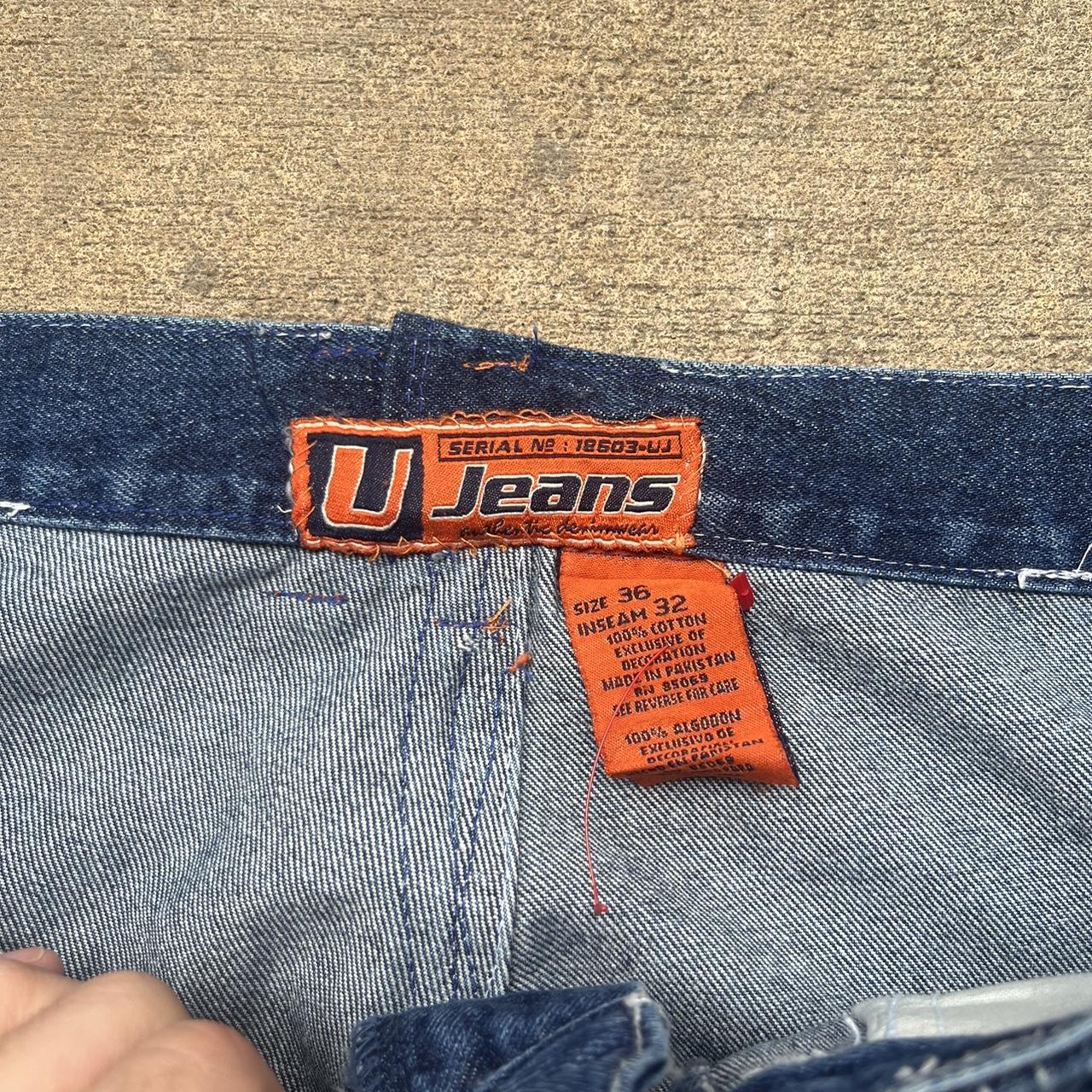 Vintage Y2K U Jeans Super Baggy Wide Leg Embroidered... - Depop