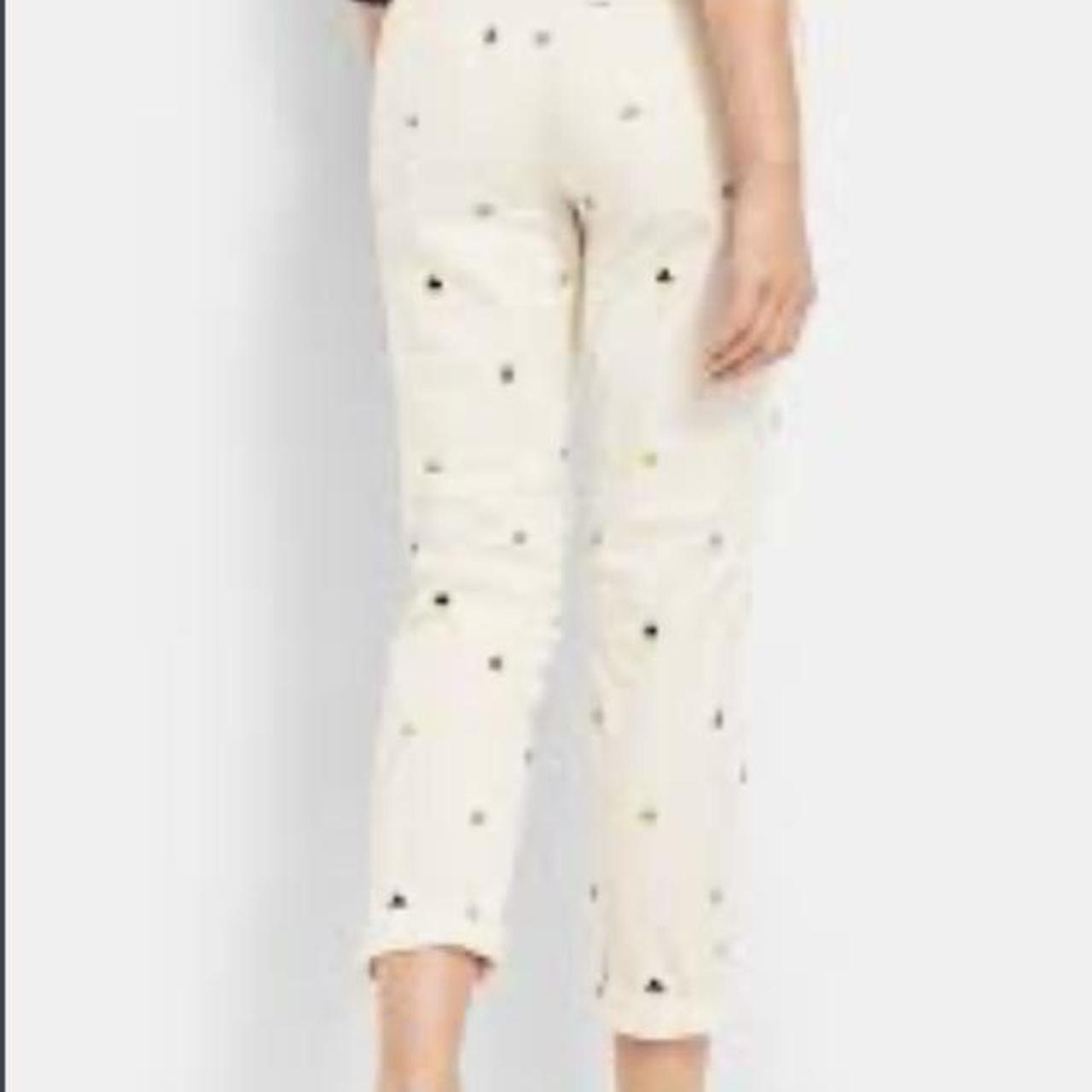 Cream Talbots capri pants with embroidered details... | Depop