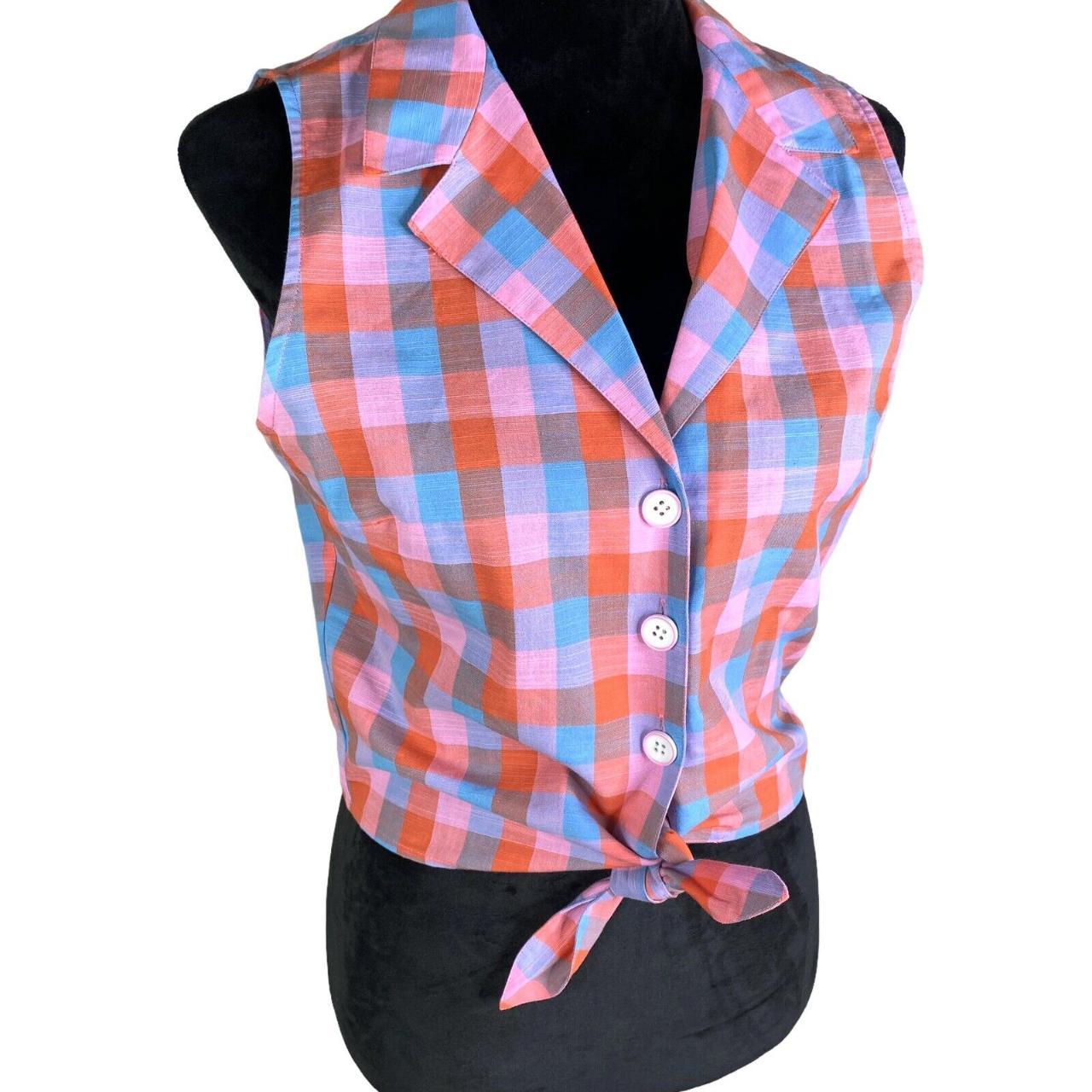 modcloth x barbie countryside plaid Tie Front shirt... - Depop
