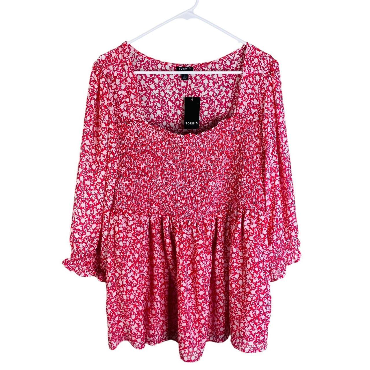 Torrid Women's Pink and White Blouse | Depop