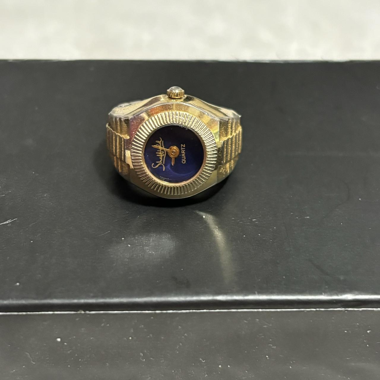 Gold tone mood ring watch with color changing face... - Depop