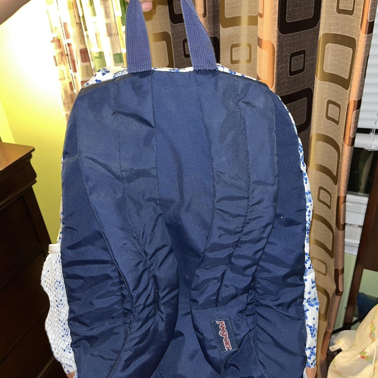 blue floral jansport backpack that’s great for... - Depop