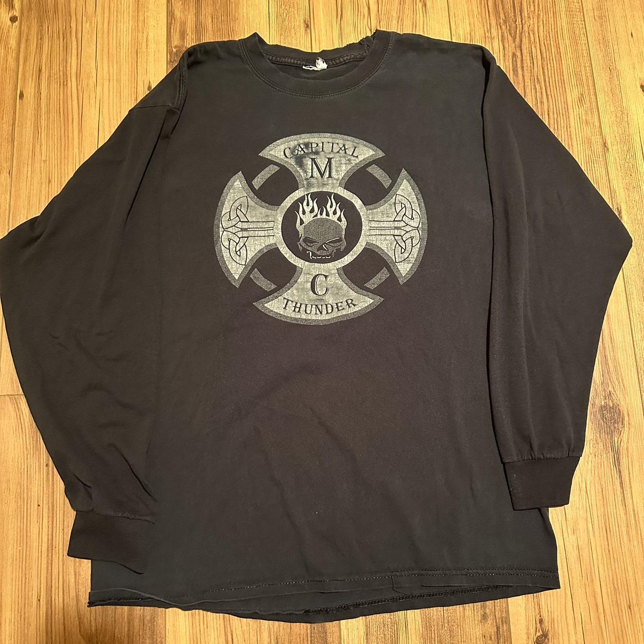 MC Thunder Long Sleeve Tee Freedom? Skull Chrome... - Depop