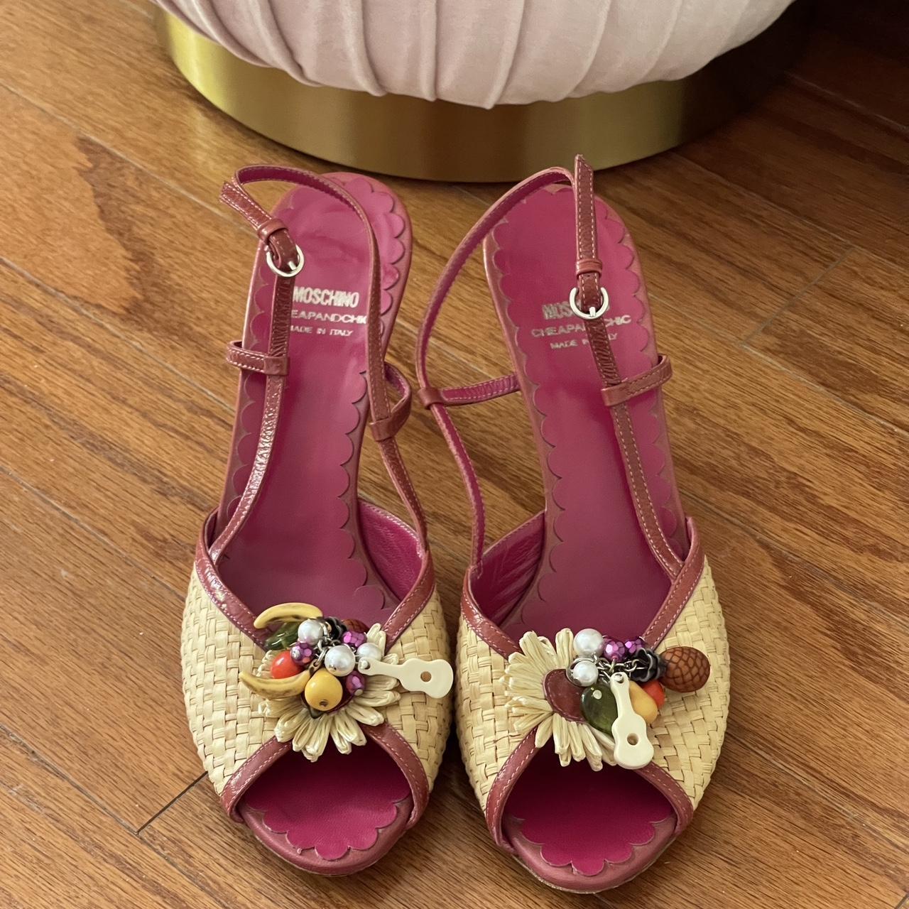 Y2k Red Moschino Raffia Fruit Heels 🍒🍌 The cutest... | Depop