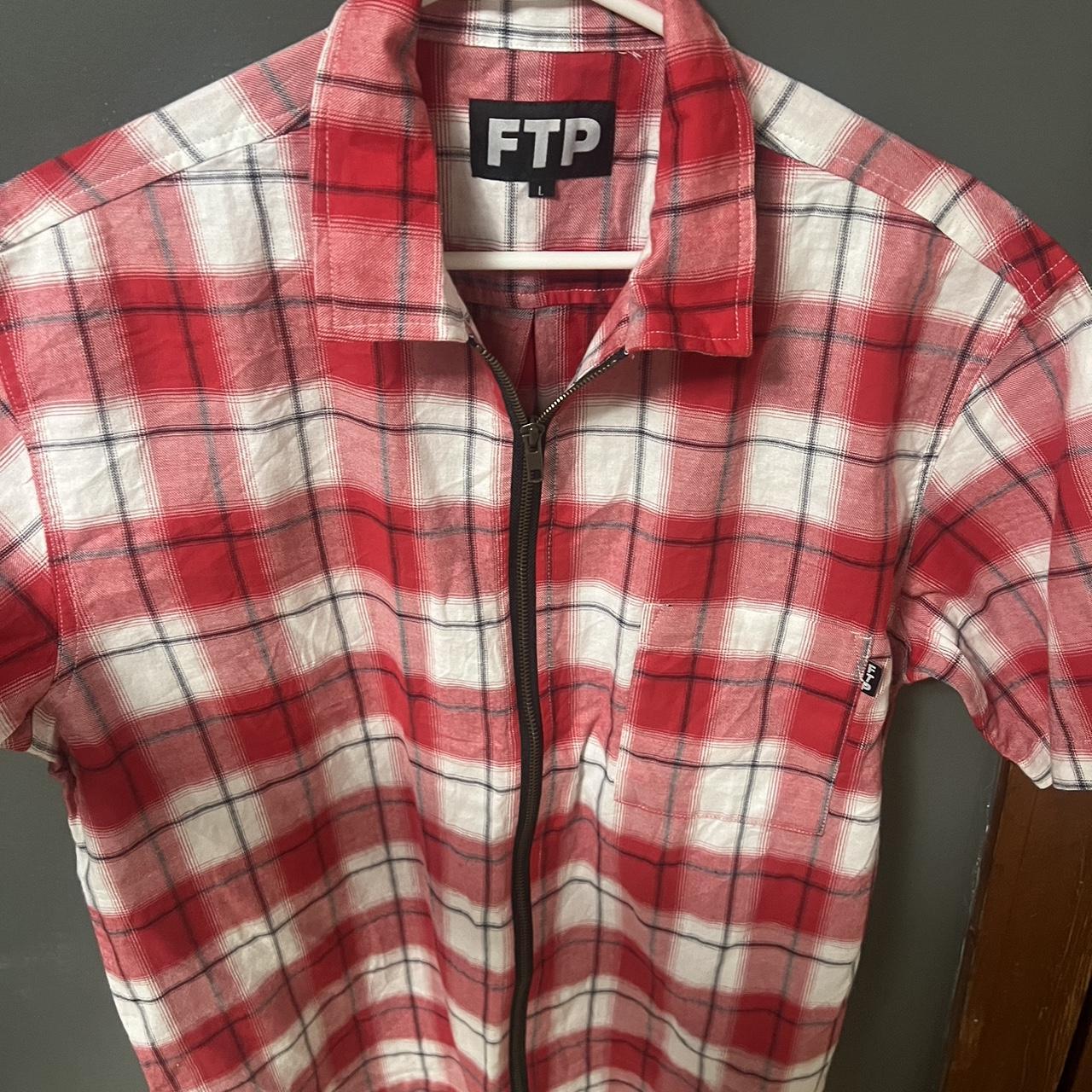 FTP red and white plaid zip-up shirt new haven’t... - Depop