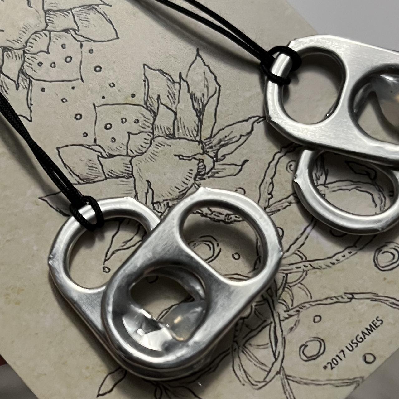 silver can tab heart shaped earrings! NO... - Depop