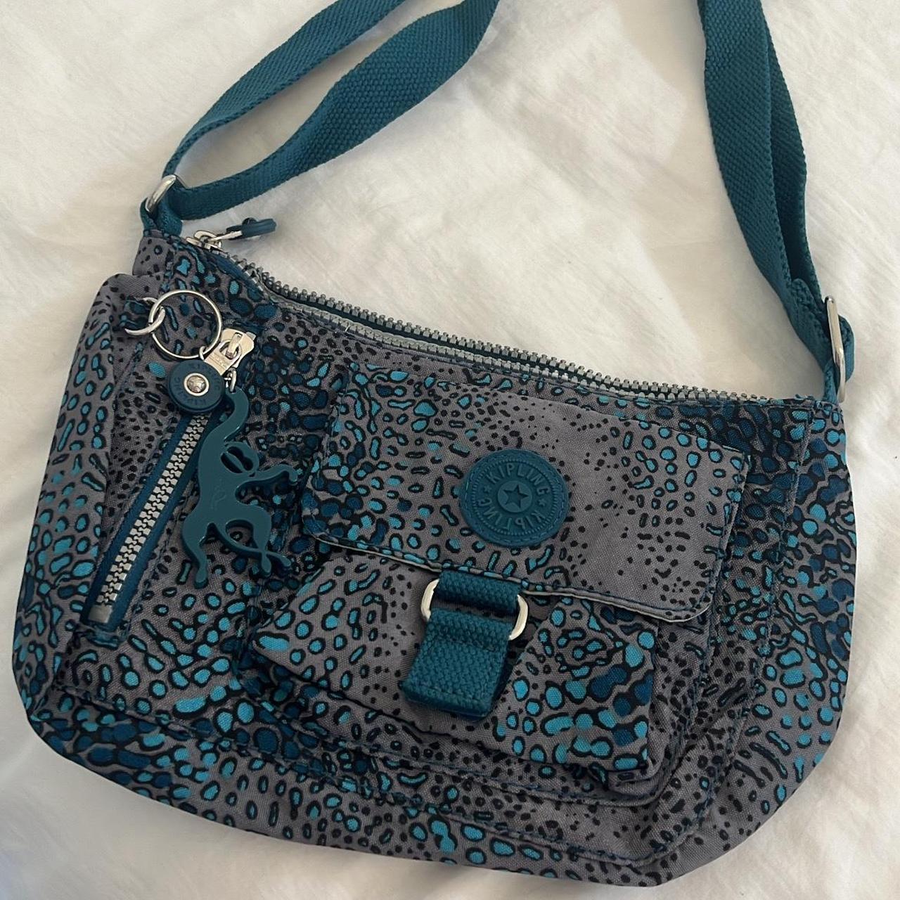Kipling blue and grey crossbody/shoulder bag - Depop