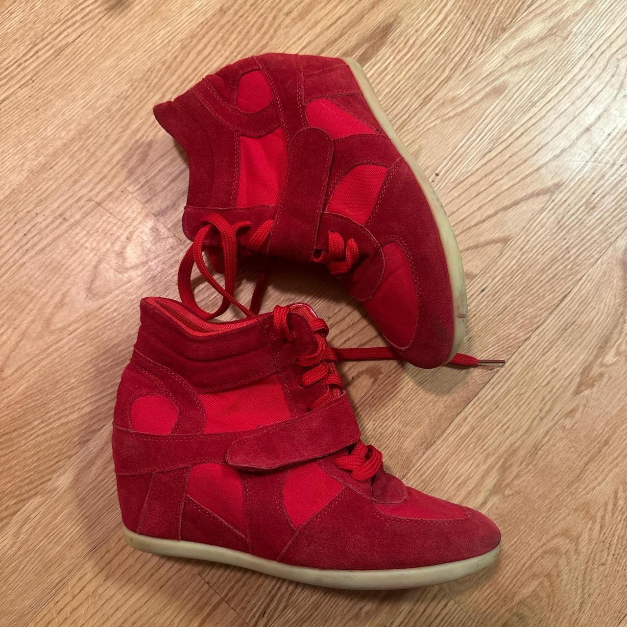 Red isabel marant style sneaker wedges Best for a... | Depop