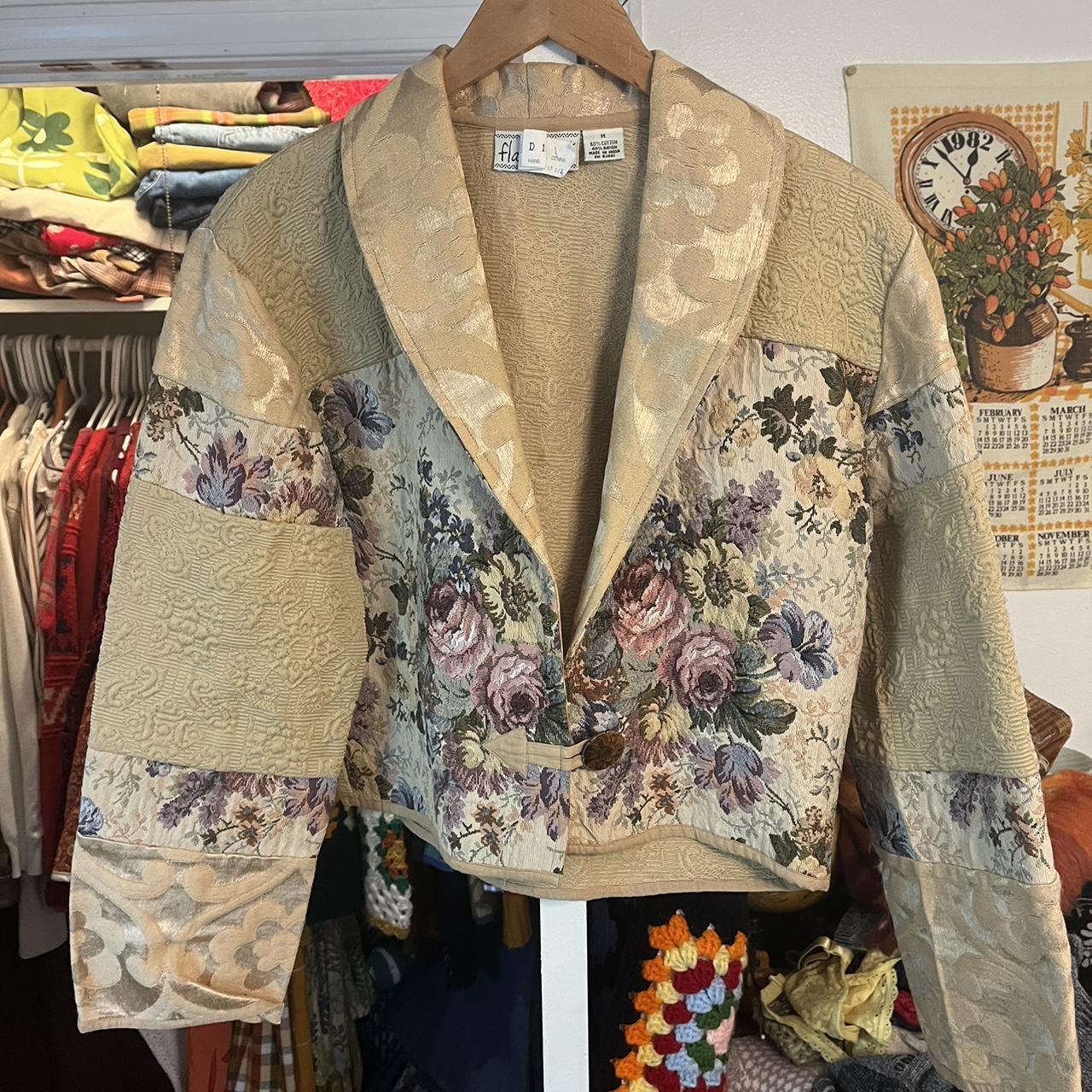 Vintage Elegant Floral Rug/Embroidery Blazer //... - Depop