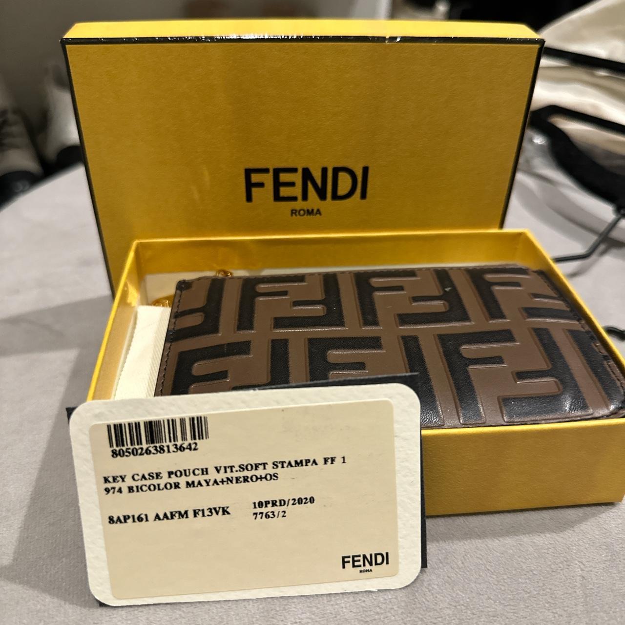 Fendi- key case pouch Brown leather - Depop