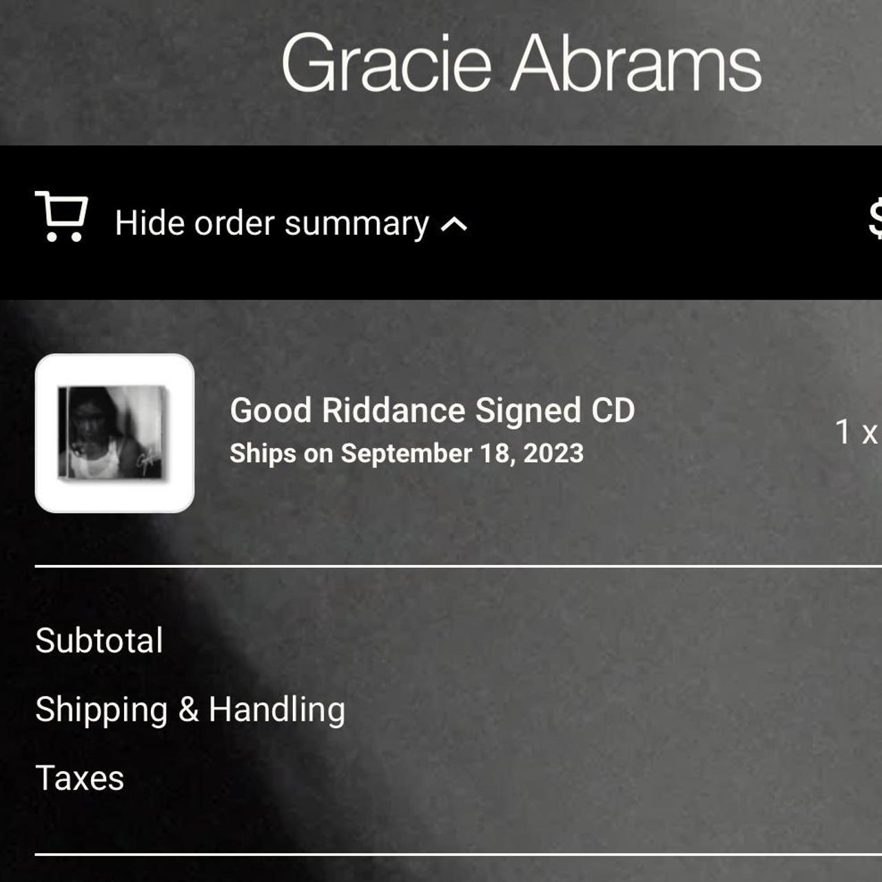 Gracie Abrams Signed CD good riddance - Depop