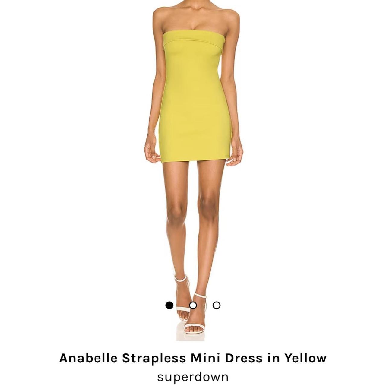 Revolve Anabelle Strapless Mini Dress in Yellow ... - Depop