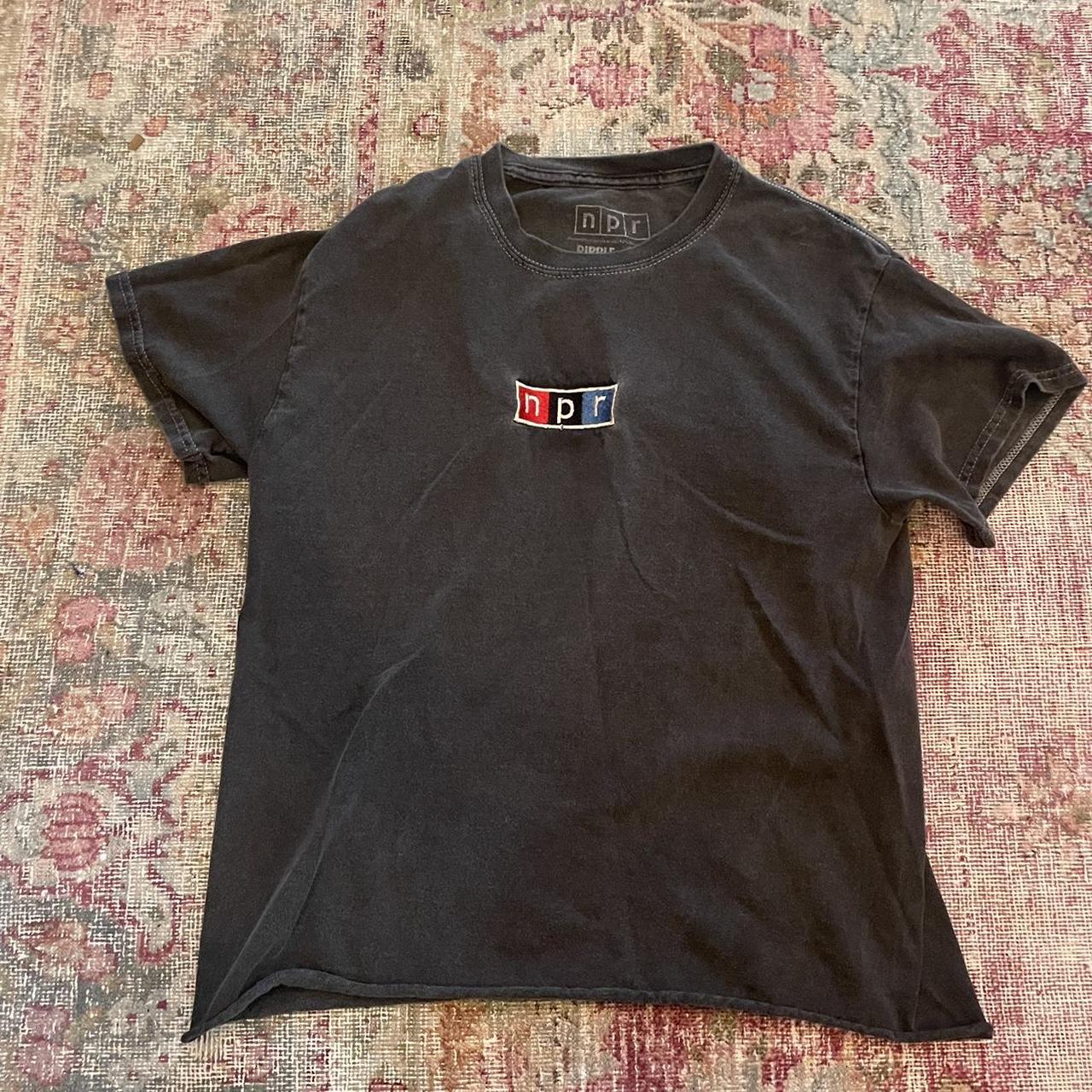 NPR t shirt Embroidered graphic Cropped hem - Depop