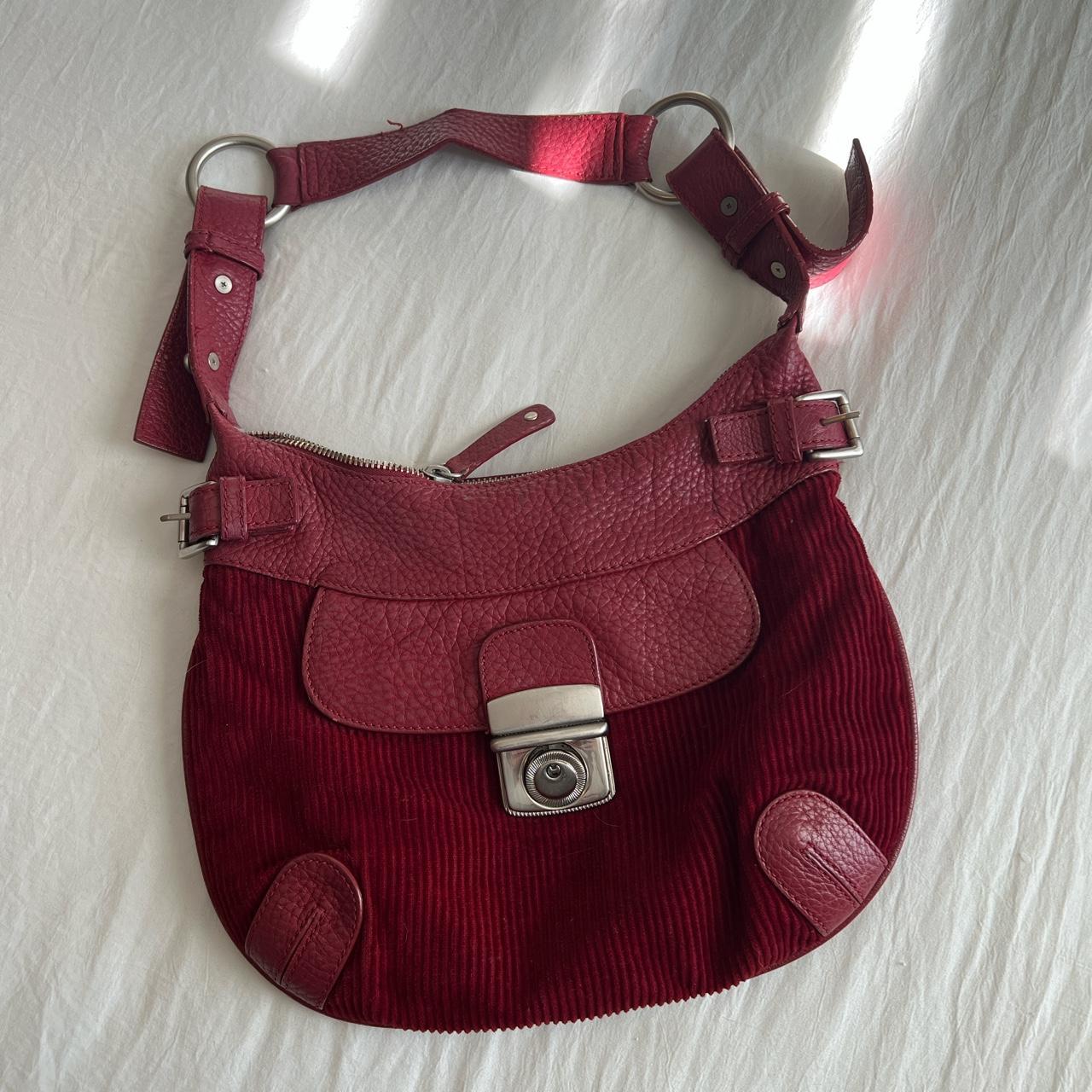 RED PURSE red/burgendy corduroy ribbed purse and... - Depop