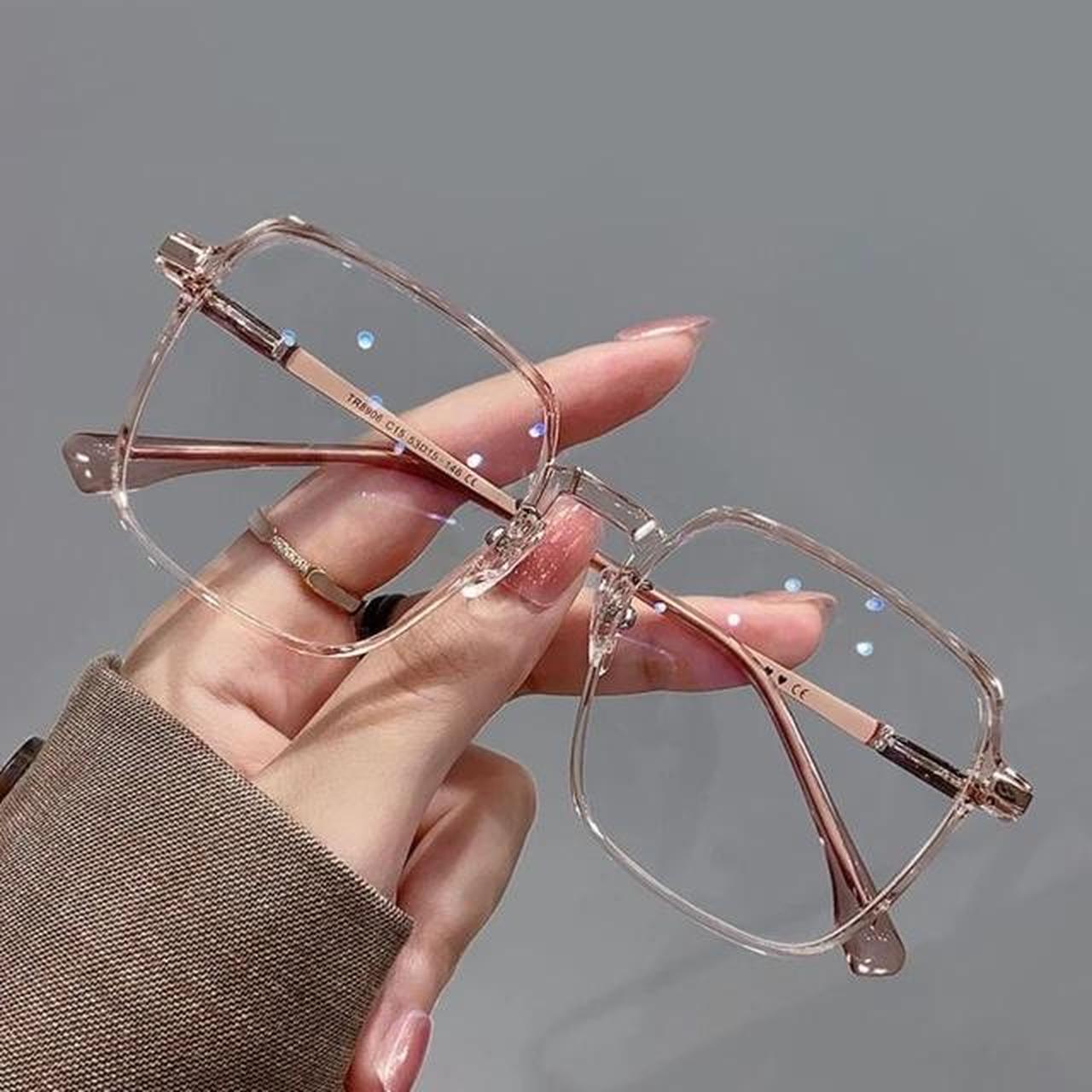 Retro square frame glasses with UV protection... | Depop