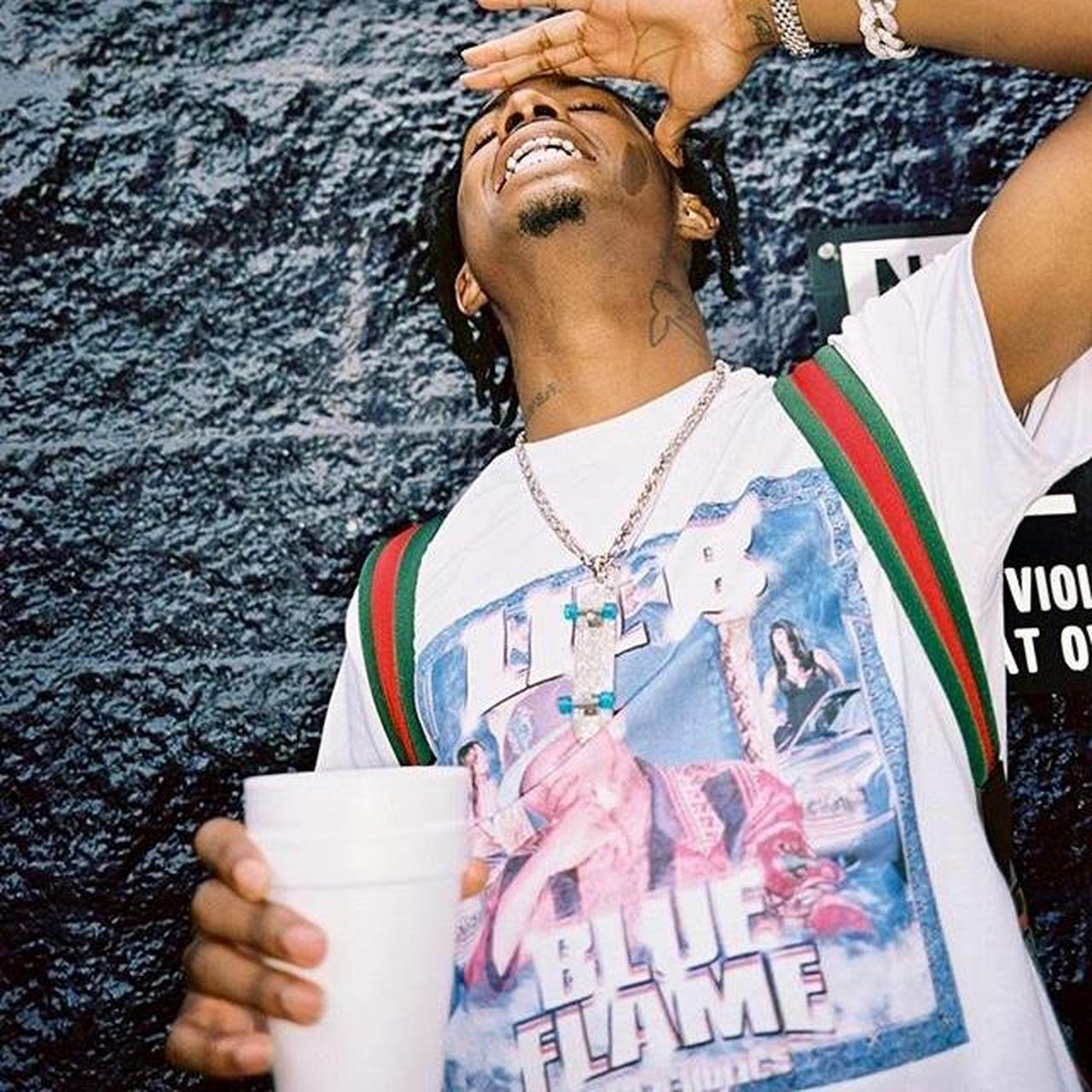 EXCLUSIVE LIL B BLUE FLAME TEES WORN BY CASHCARTI... | Depop