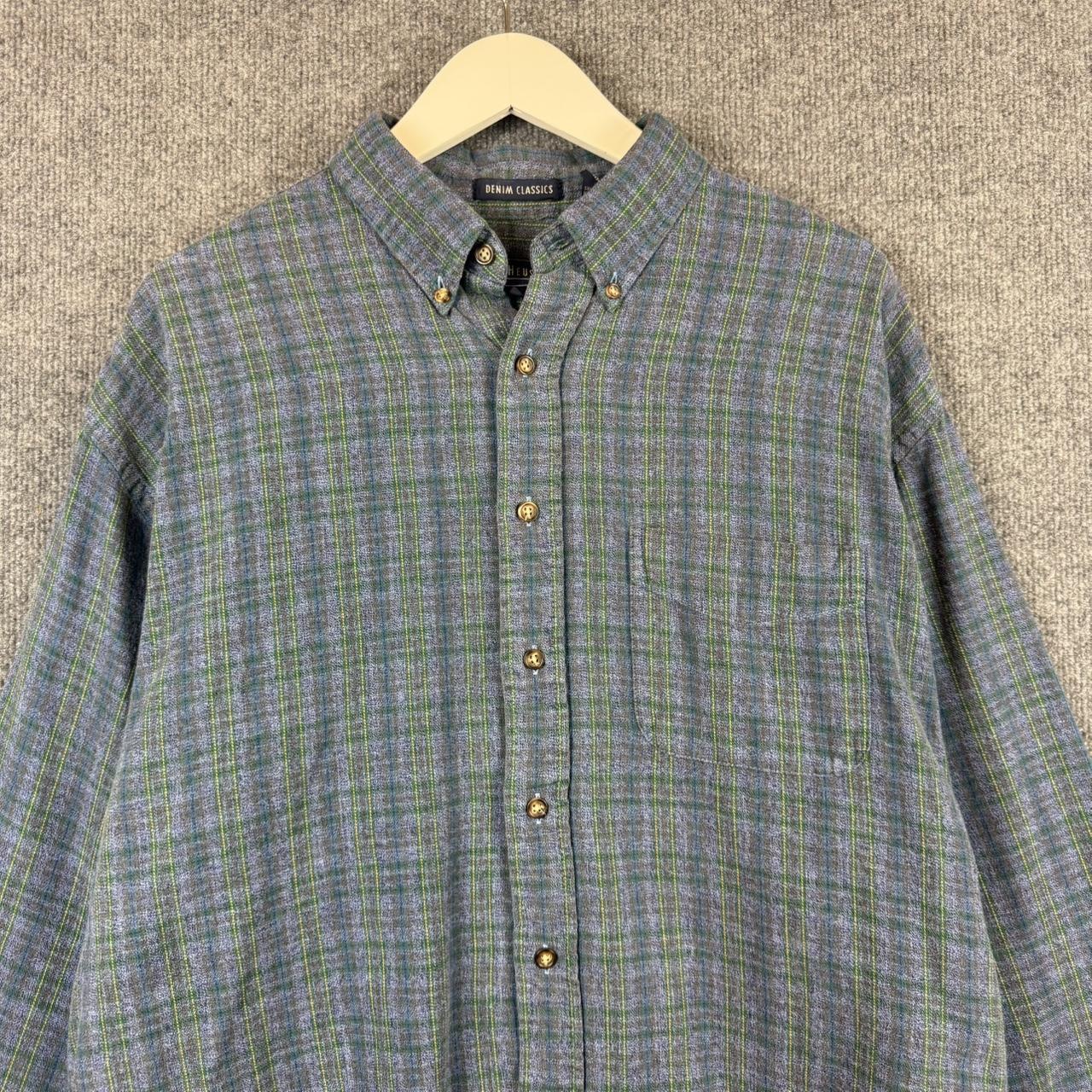Blue and green Van Heusen Denim Classic button-up... | Depop