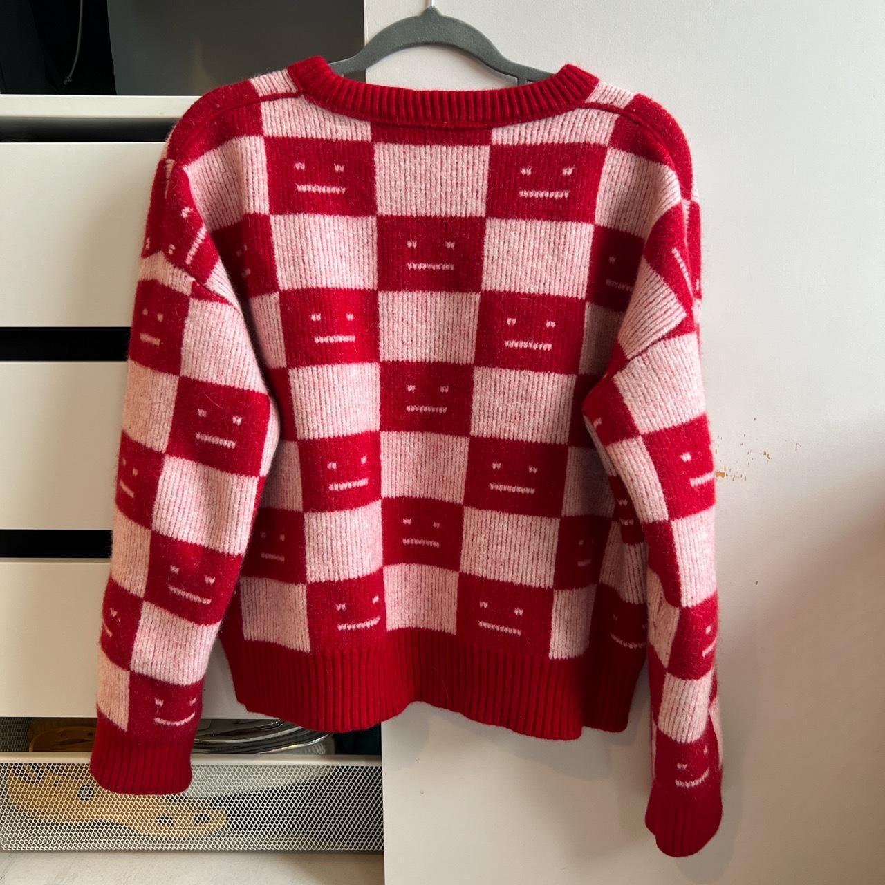 Acne Studios red and white wool jumper - shrunk in... - Depop