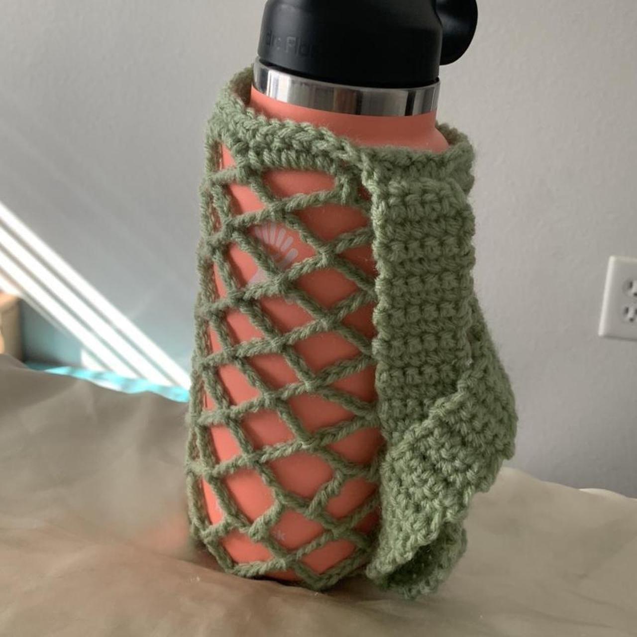 handmade fishnet crochet waterbottle holder! - fits... - Depop