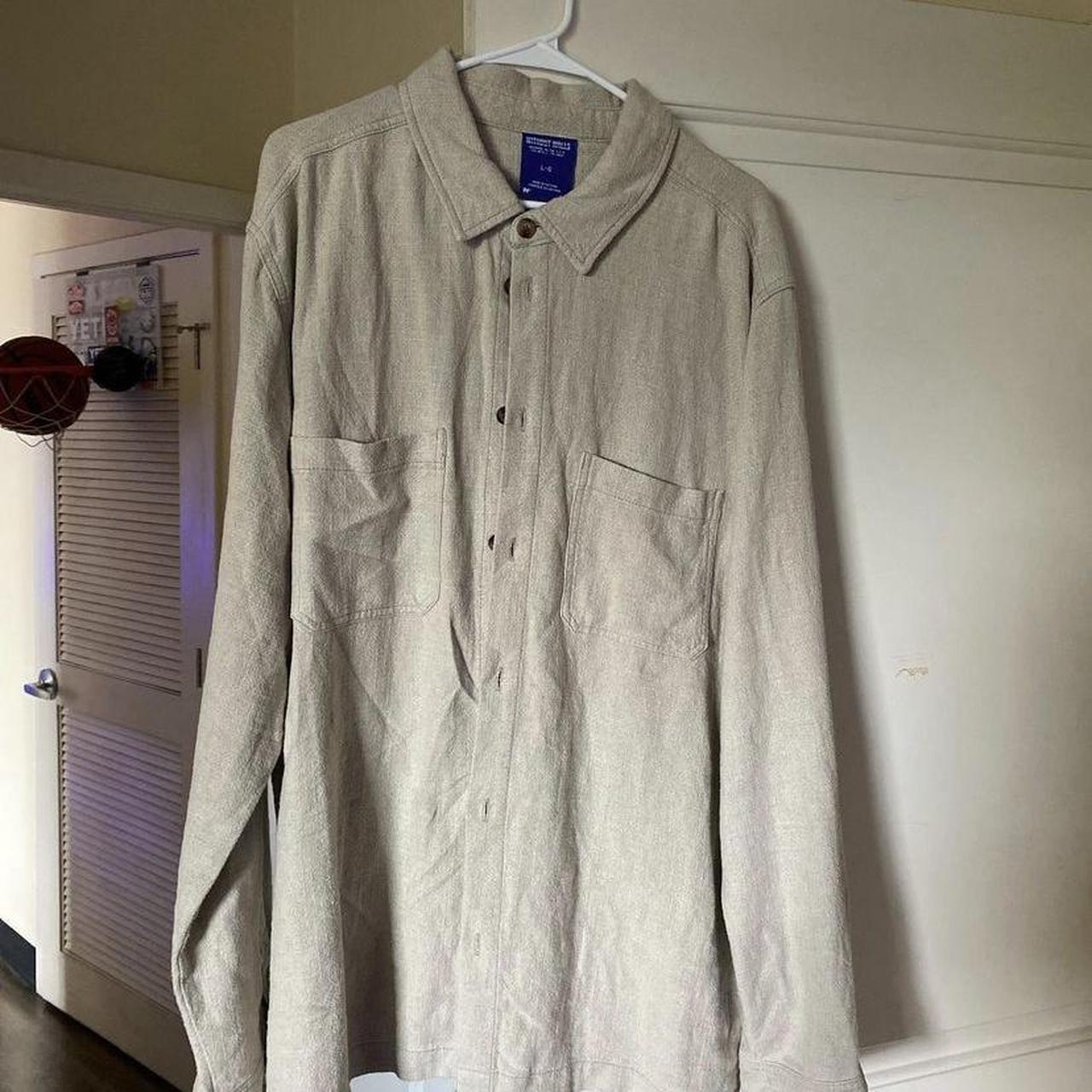 tan workshirt nice for layering size L - Depop