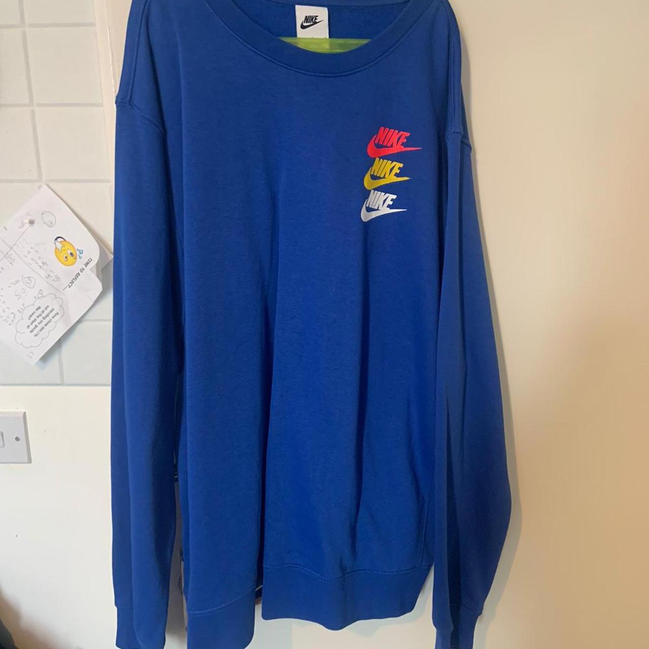 Blue Nike crew neck only worn once Size:L #nike ... - Depop