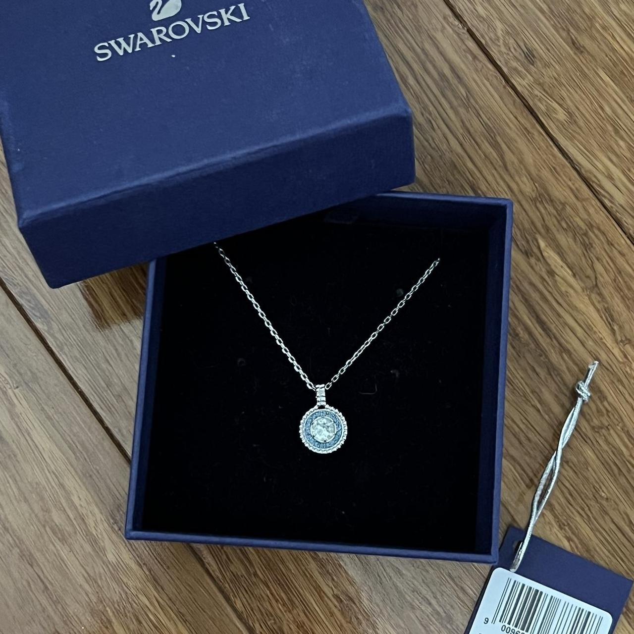 Swarovski silver necklace with blue diamonds and... - Depop