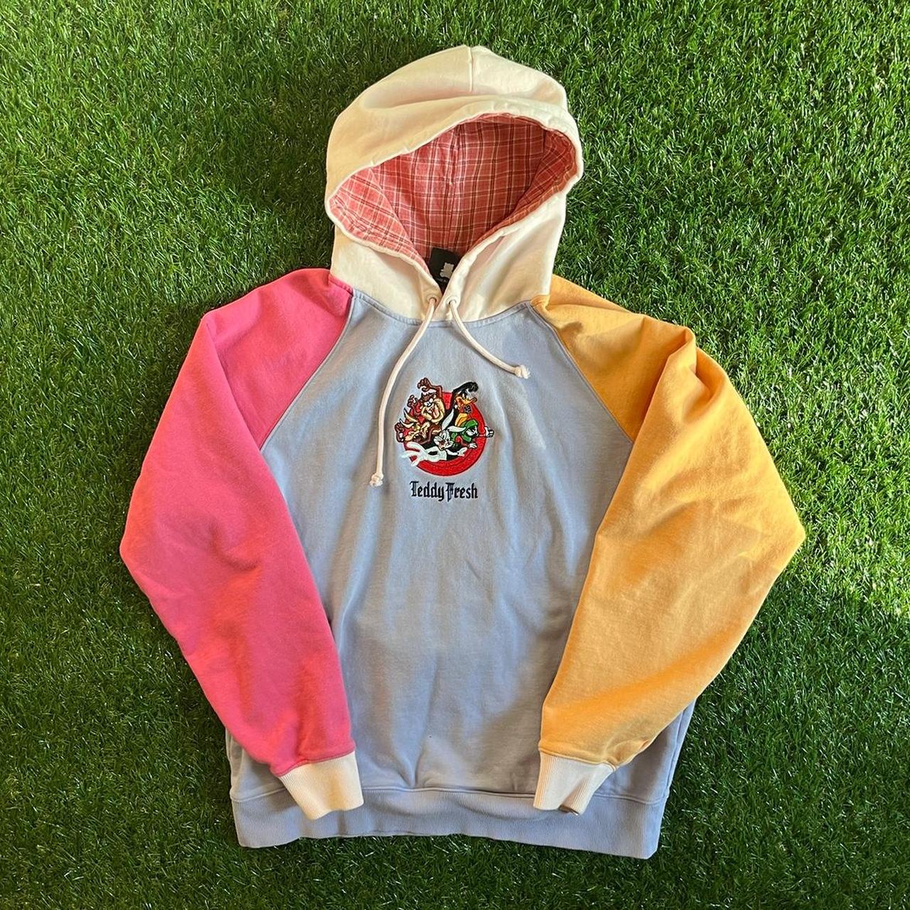 pink, blue, and yellow Teddy Fresh colorblock... | Depop