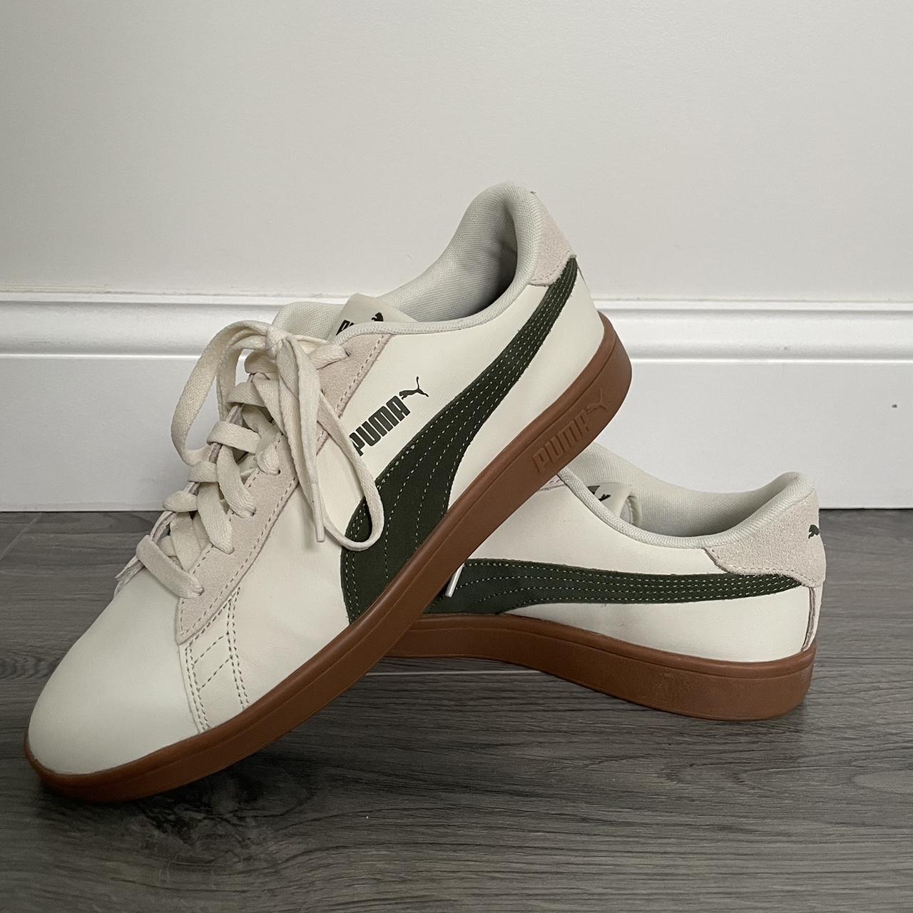 Puma off white sneakers with gum bottom. worn twice... - Depop