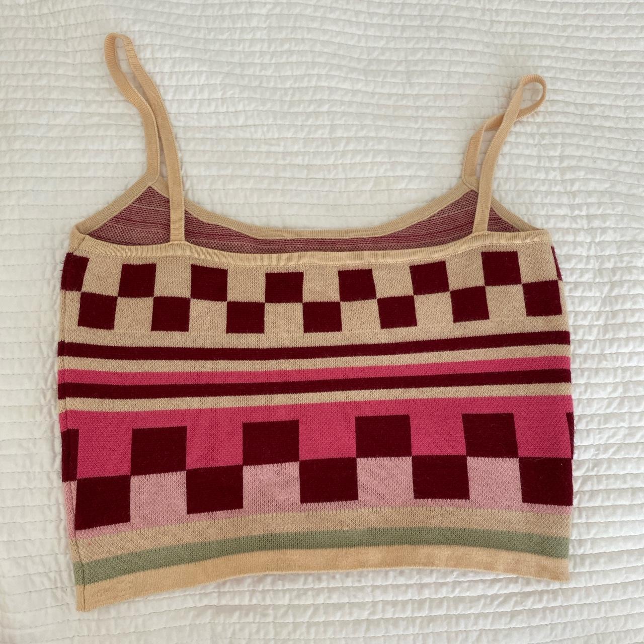 Vrg grl geometric knit cami crop top fitted multi color - Depop