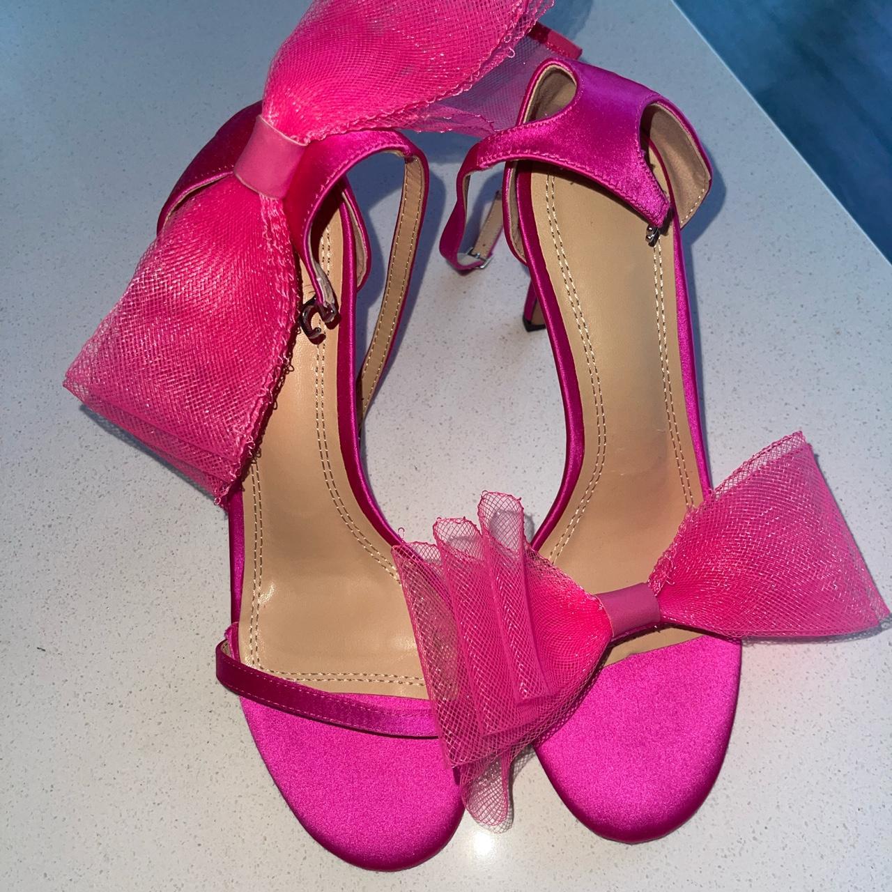 HOT PINK SATIN BOW HEELS BRAND NEW SIZE 40 - Depop