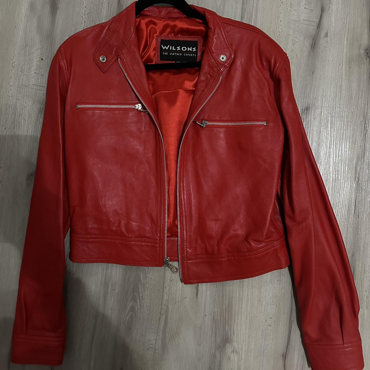Amazing red leather Wilson’s jacket Size XS-M... - Depop