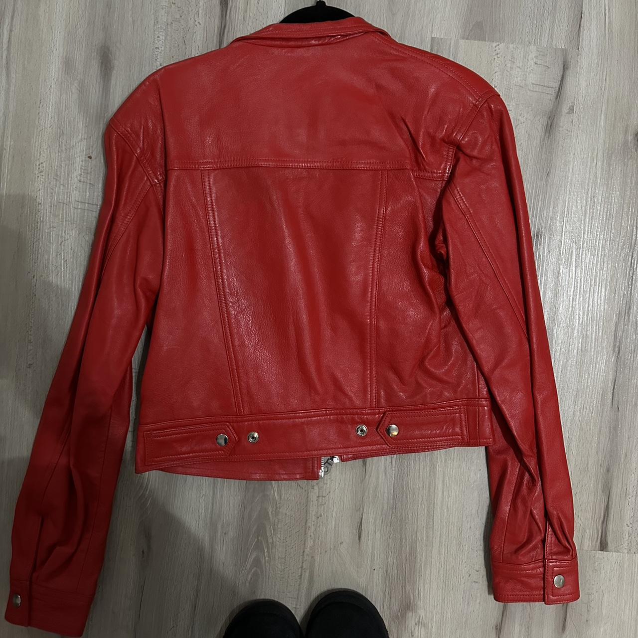 Amazing red leather Wilson’s jacket Size XS-M... - Depop