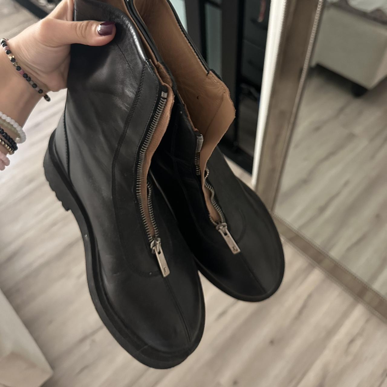 Flattened black zip up boots Worn 1/2x Size 8... - Depop