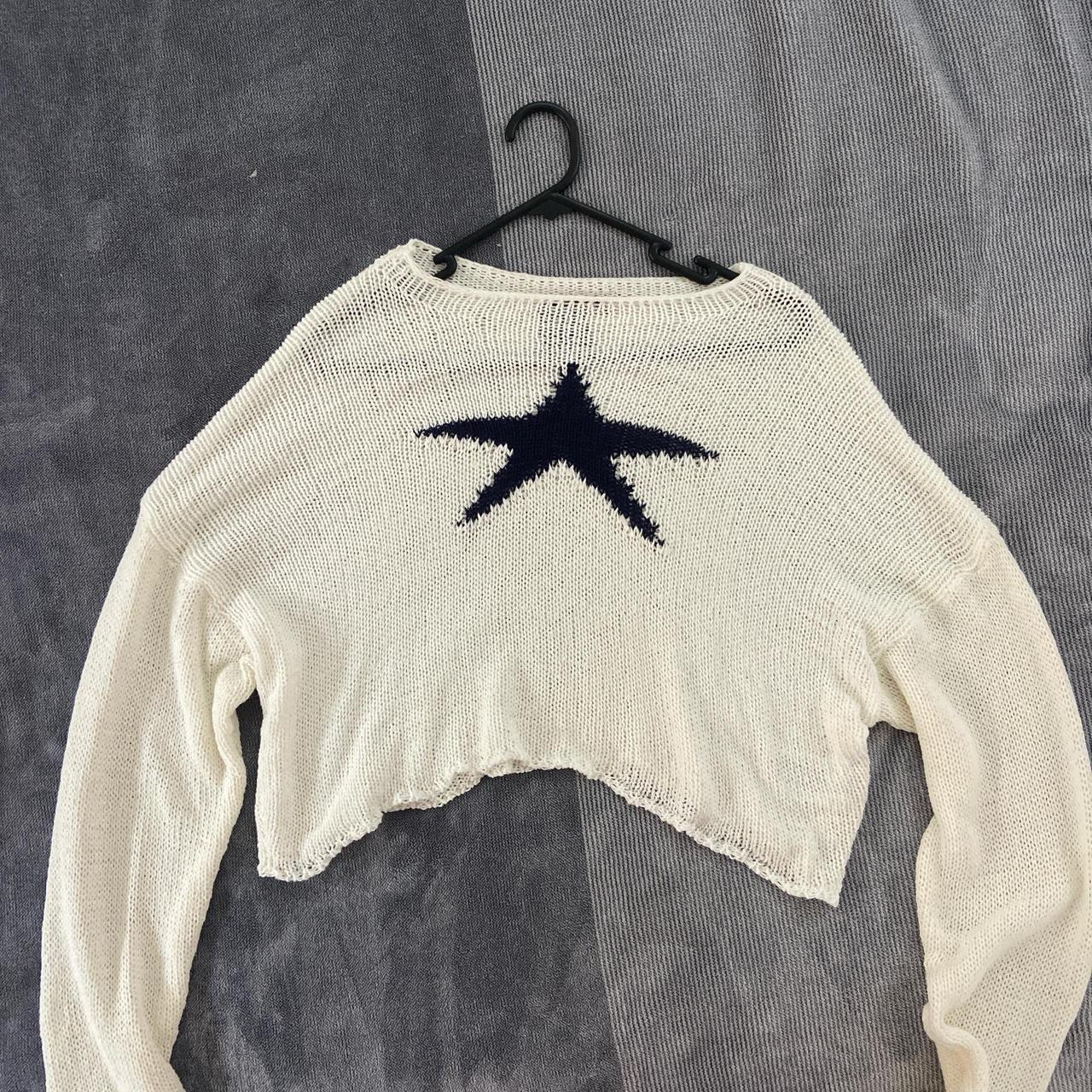 Factorie Open knit star jumper Super cute navy... - Depop