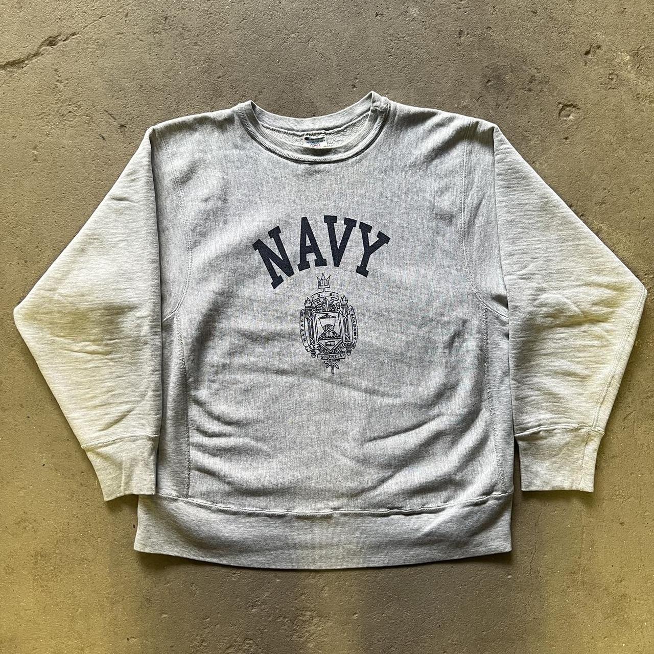 80s US Navy Champion Sweatshirt size L message... | Depop