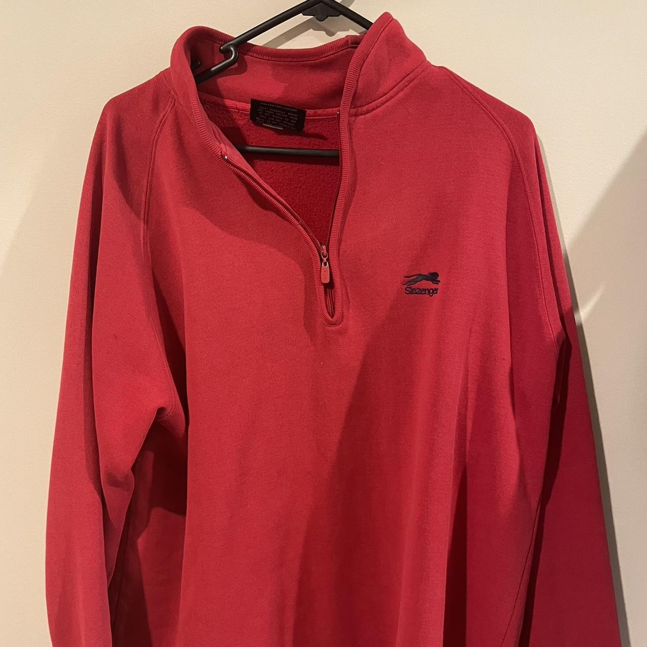 Red Slazenger crew neck jumper Oversized fit Worn a... - Depop
