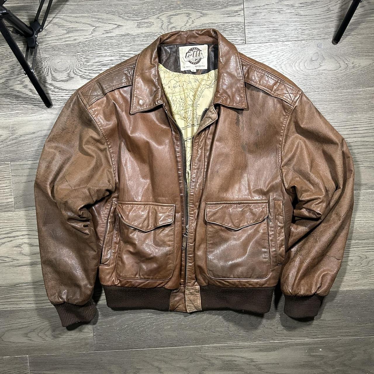 Global Identity vintage brown leather jacket Nice... - Depop