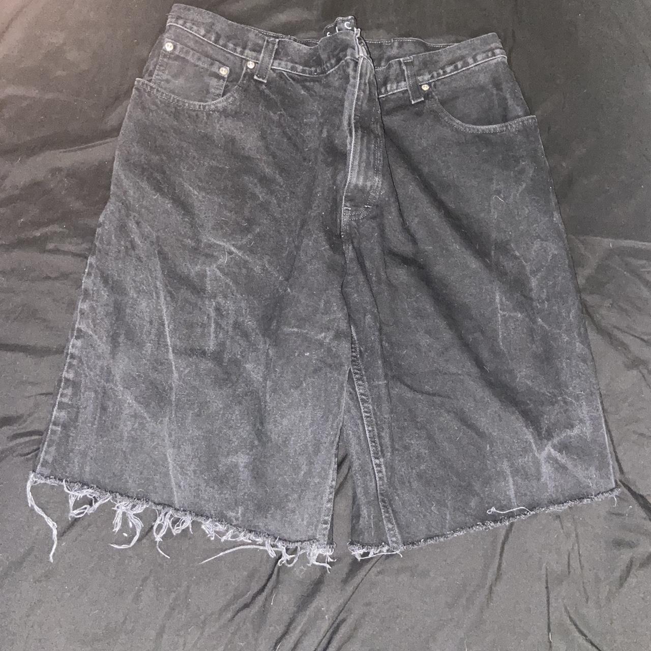 really baggy distressed jorts brand: basic... | Depop